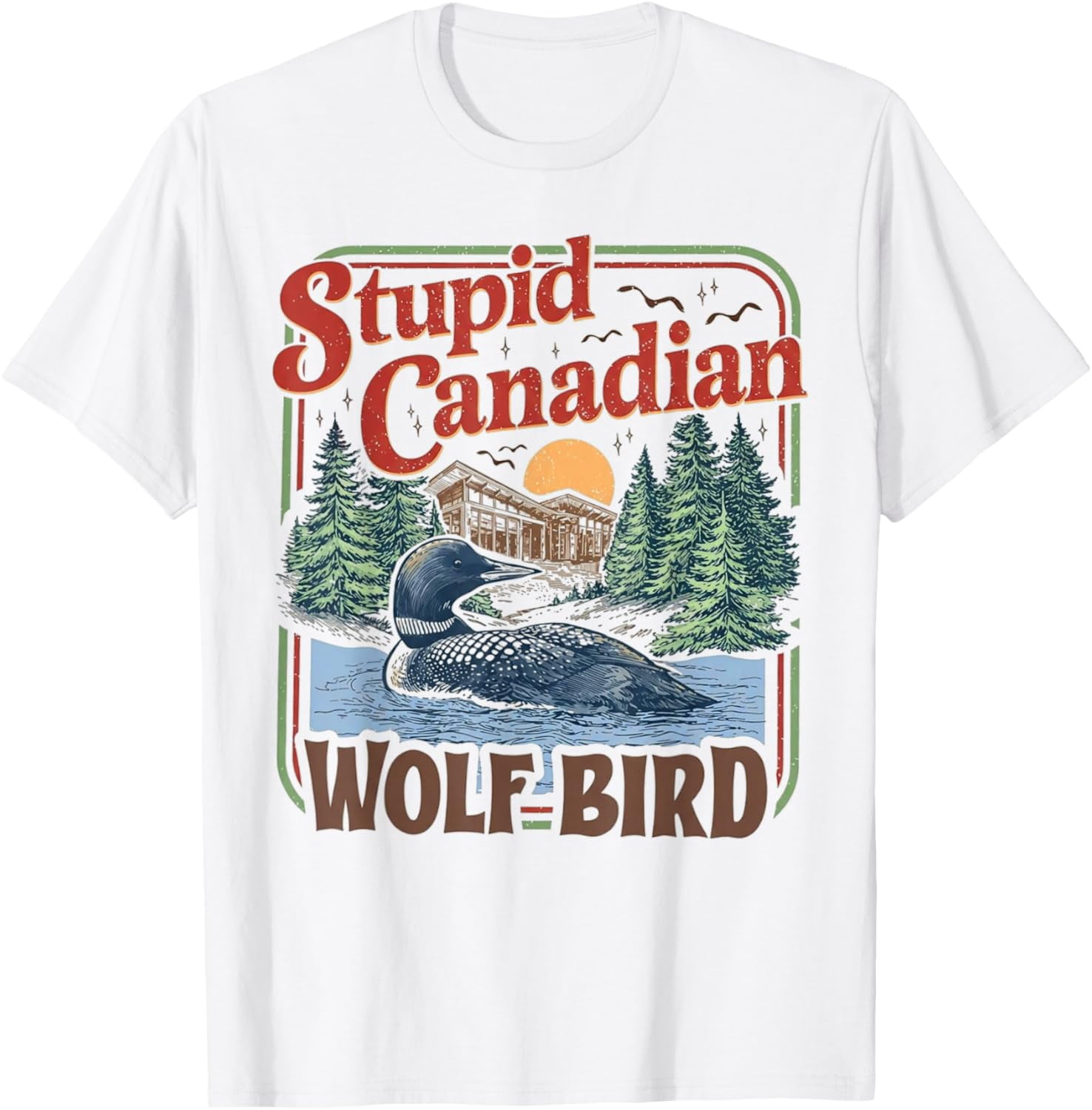 CLOTEX Funny Wolf Bird Hockey Meme T-Shirt for Ice Sports Fans, White ...