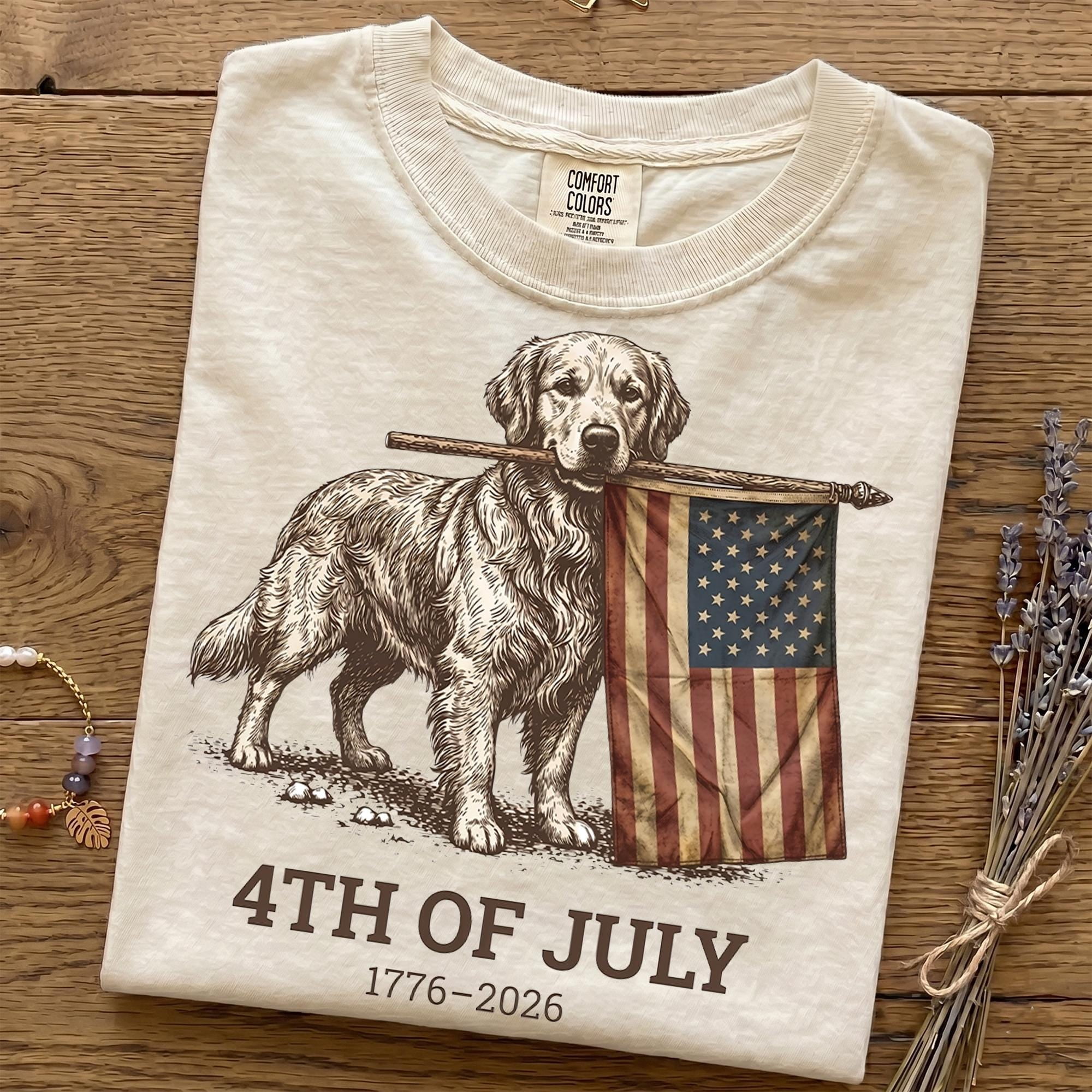 CLOTEX Golden Retriever American Flag Shirt, Patriotic Dog Tee, Vintage ...