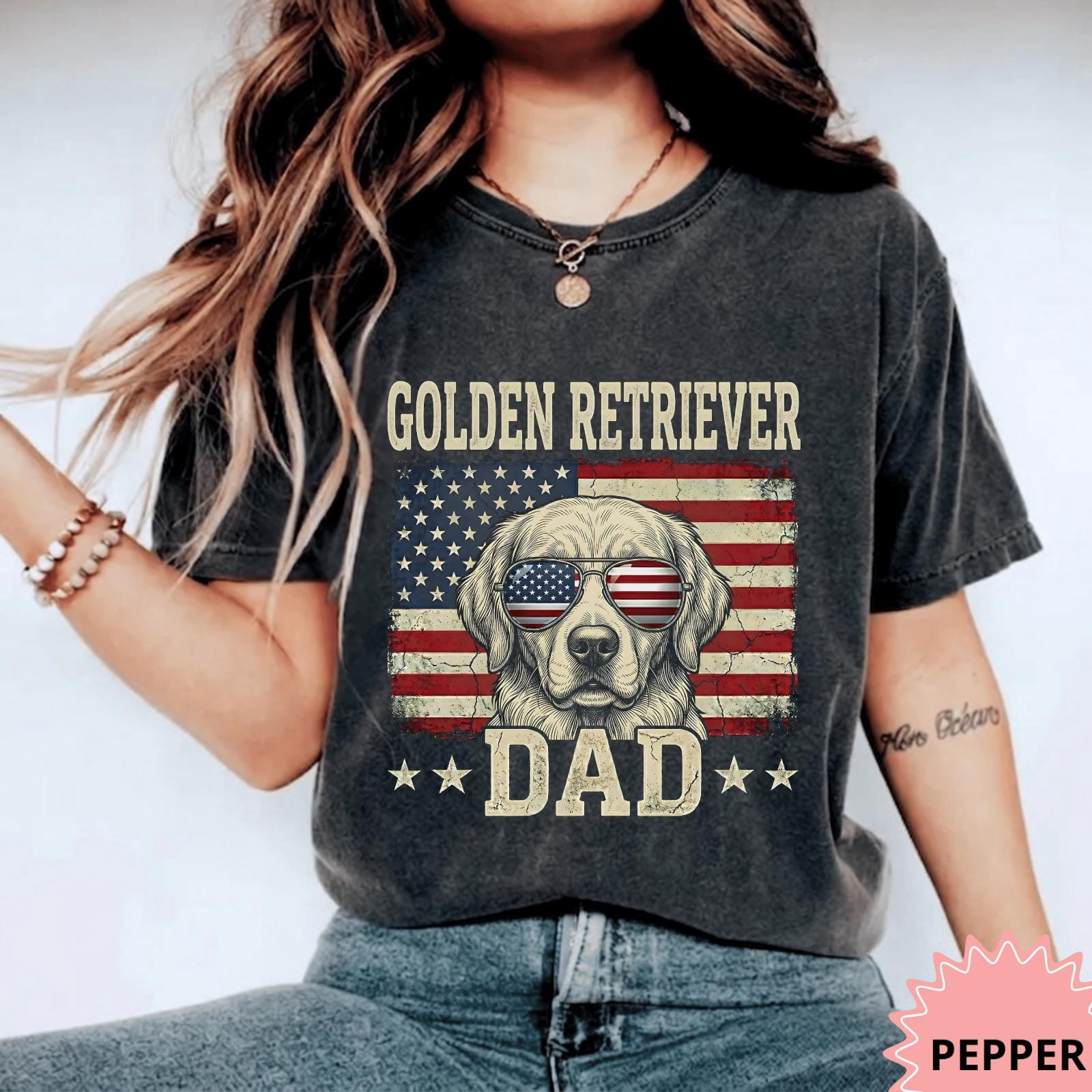 CLOTEX Golden Retriever Dad Tee Patriotic Dog Dad Shirt, Funny Golden ...