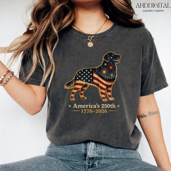 CLOTEX Golden Retriever Dog America's 250th Patriotic Dog Fireworks T ...