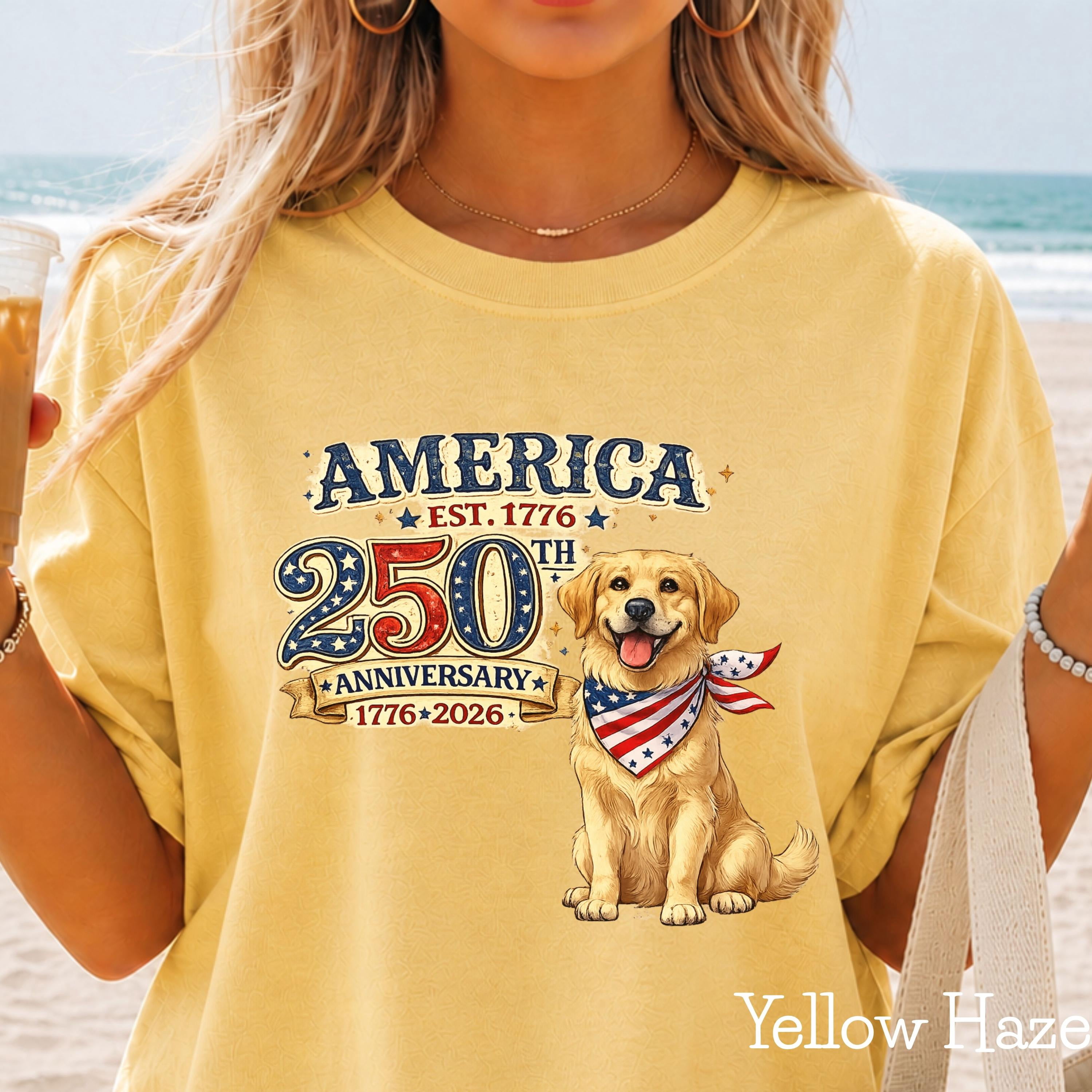 CLOTEX Golden Retriever Patriotic Shirt, America 250th Anniversary Dog ...
