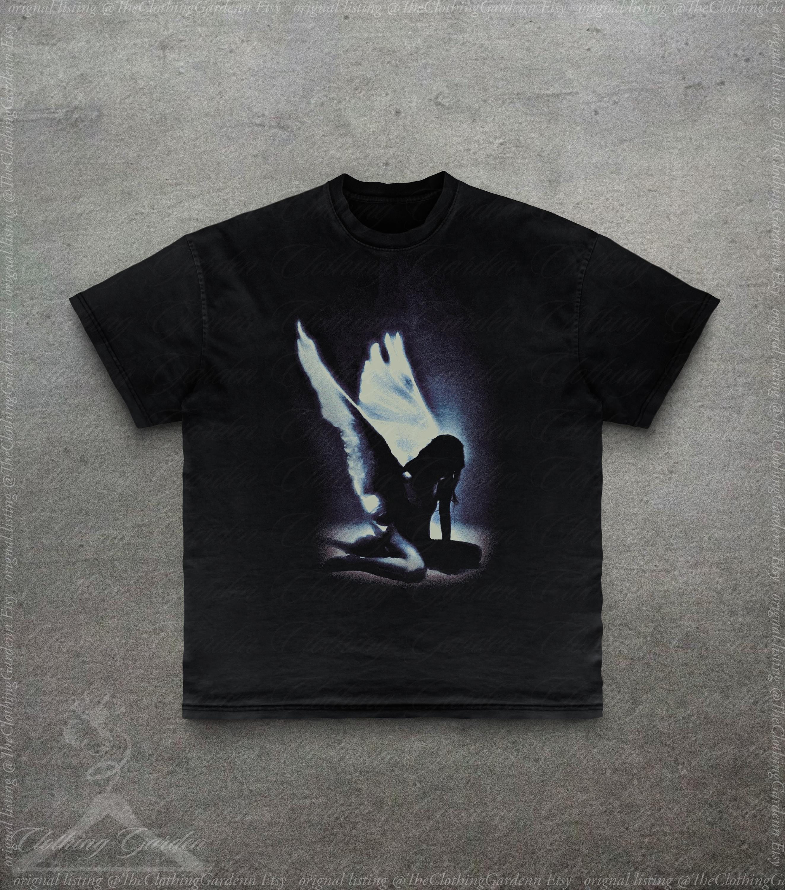 CLOTEX Gothic Dark Art Graphic Tee, Fallen Angel T-Shirt, Vintage Style ...