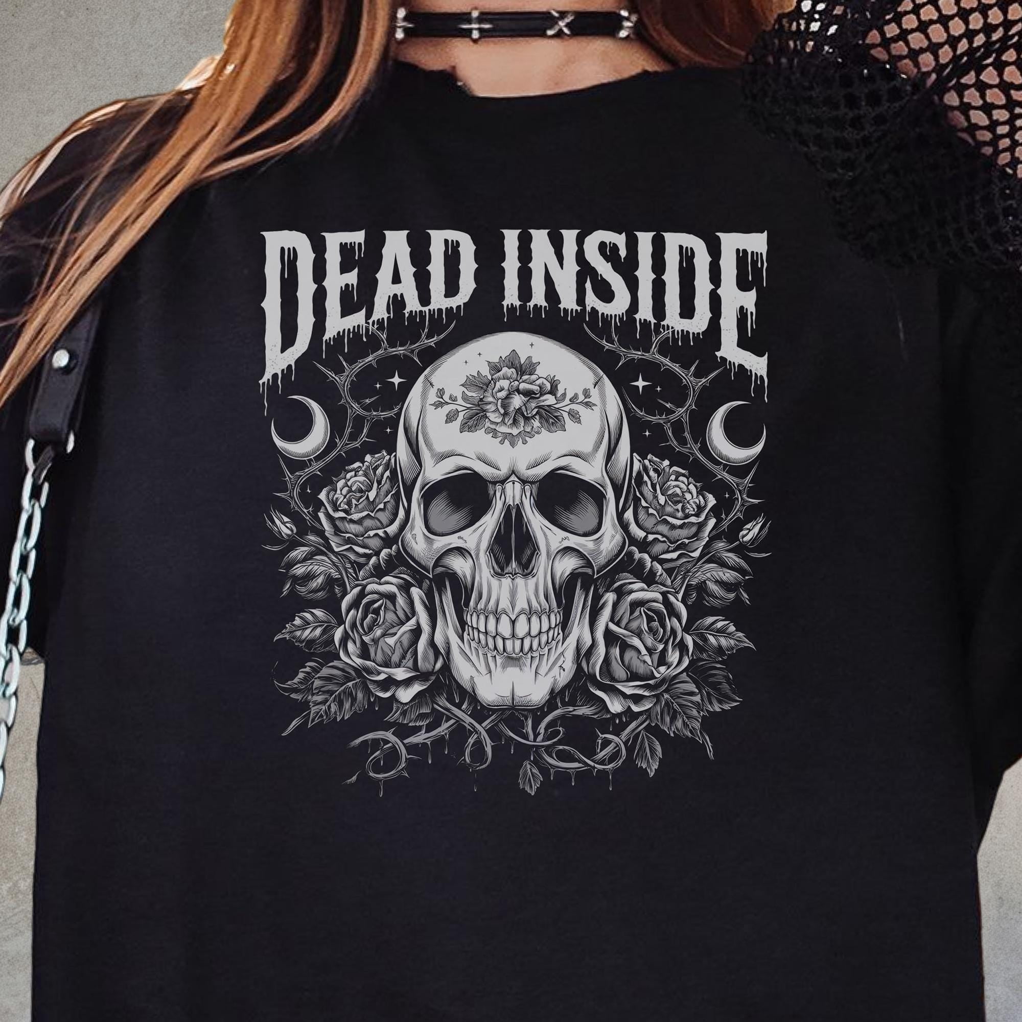 CLOTEX Gothic Skull T-Shirt, Alternative Goth Fashion, Skull Roses ...