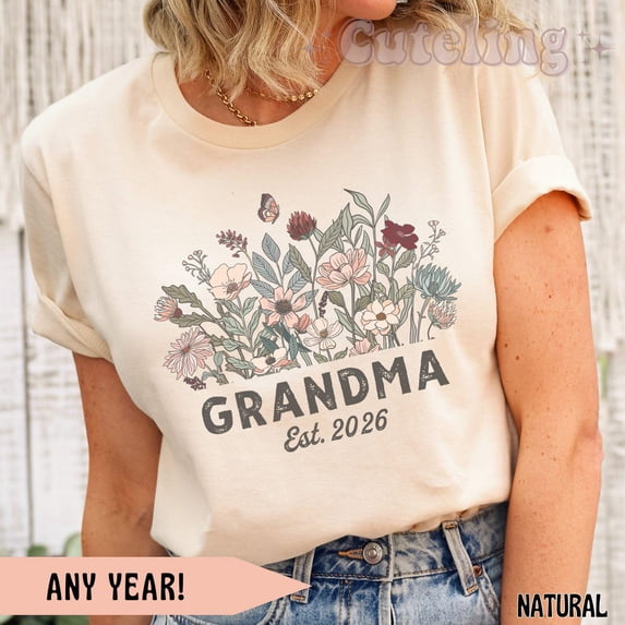 CLOTEX Grandma Est 2026 Floral Shirt, Wildflower Grandma T-Shirt ...