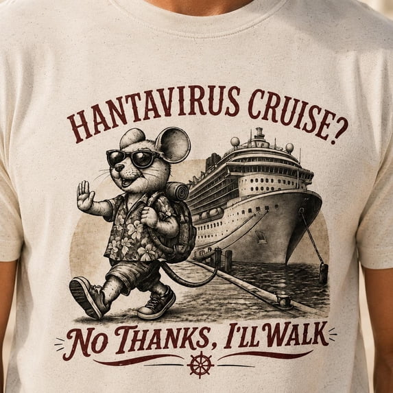 CLOTEX Hantavirus Cruise Shirt, Funny Mouse Cruise Tee, No Thanks Ill ...