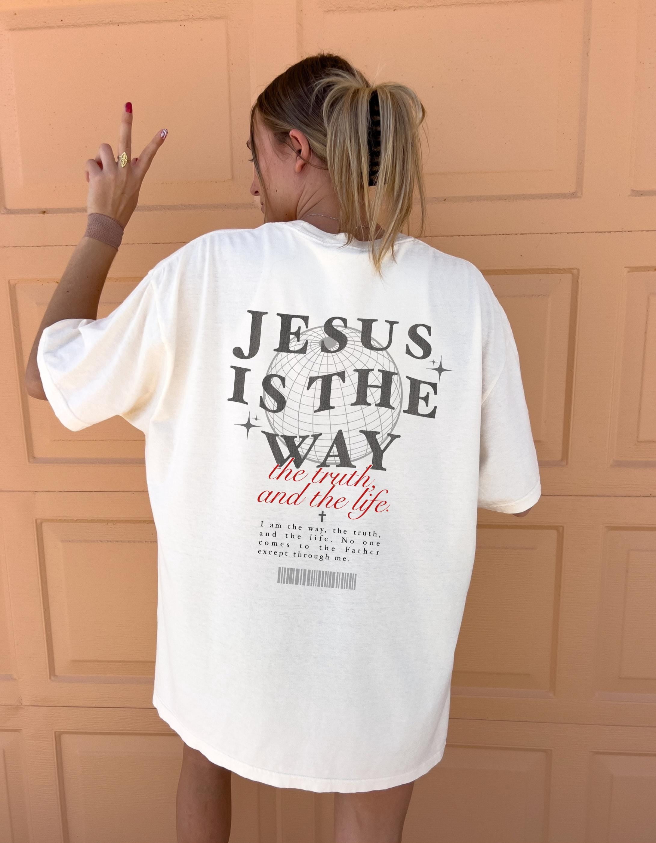 CLOTEX Jesus Is The Way T-Shirt: Christian Graphic Oversized Tee ...