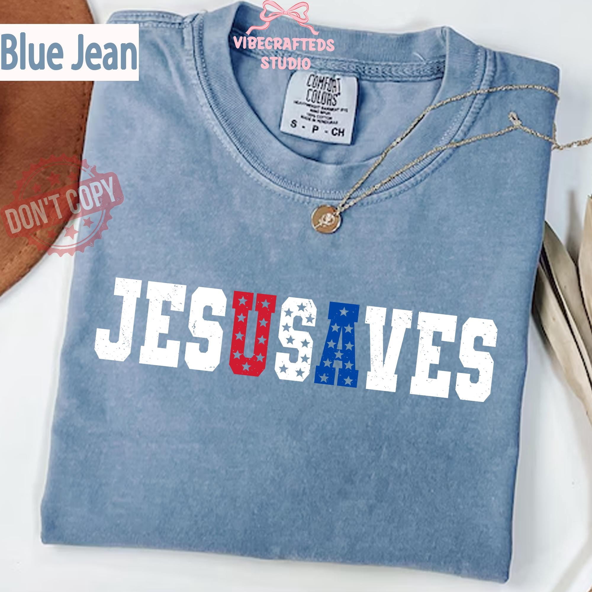 CLOTEX Jesus Saves Shirt Comfort Colors, Christian Patriotic USA Tee ...