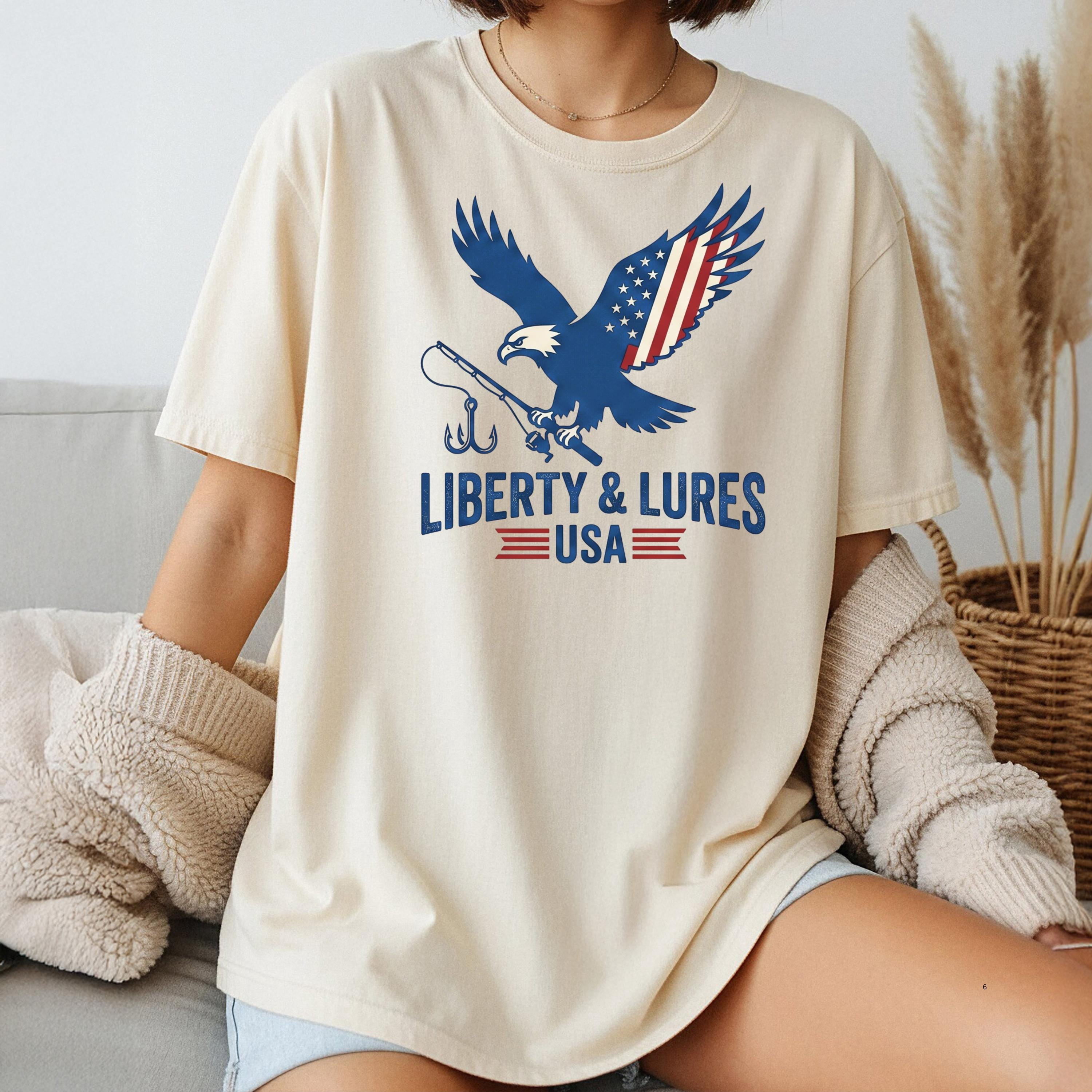 CLOTEX Liberty and Lures, Funny Fishing Shirt Men 4th of July ...