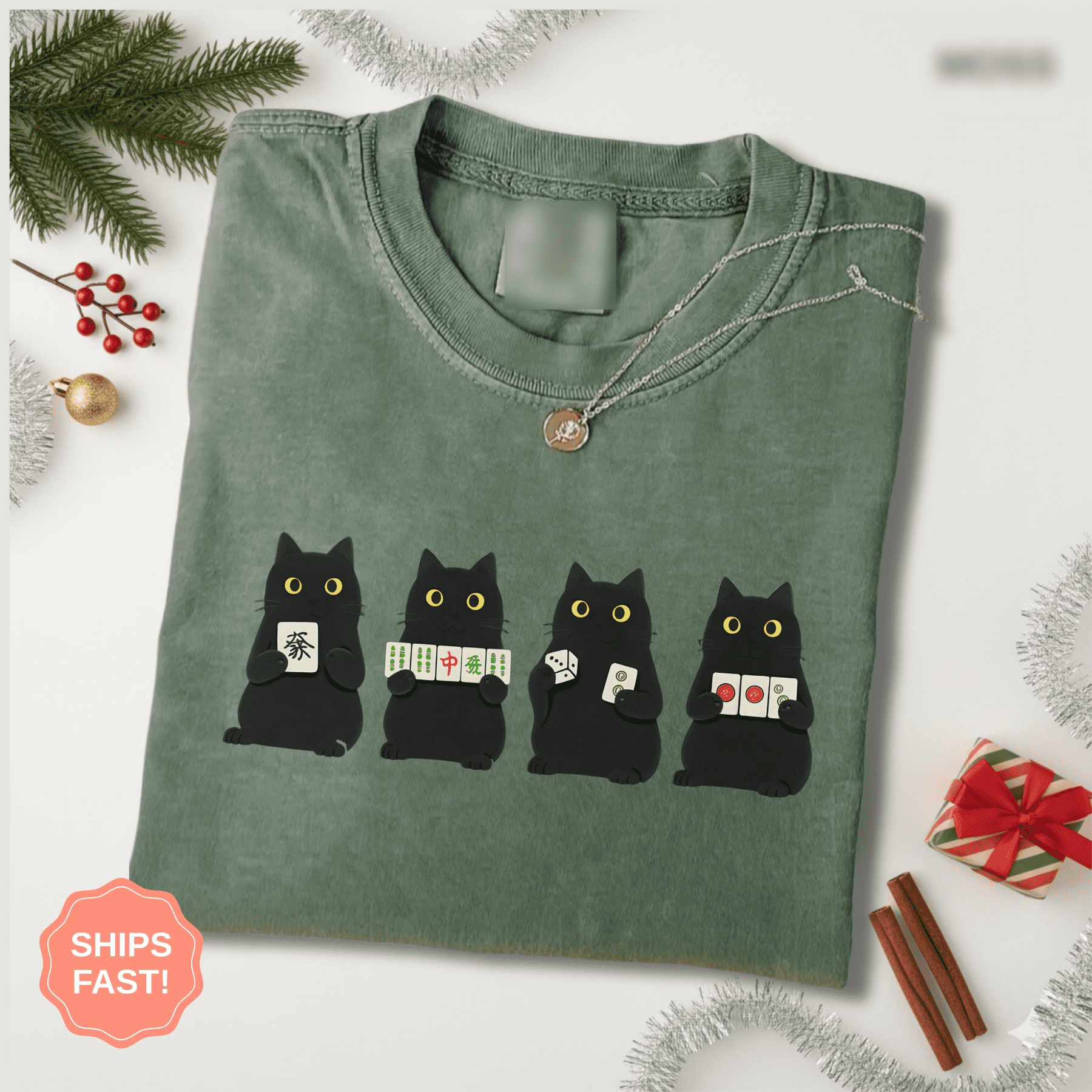 CLOTEX Mahjong Black Cat Shirt, Funny Board Game TShirt, Game Night ...