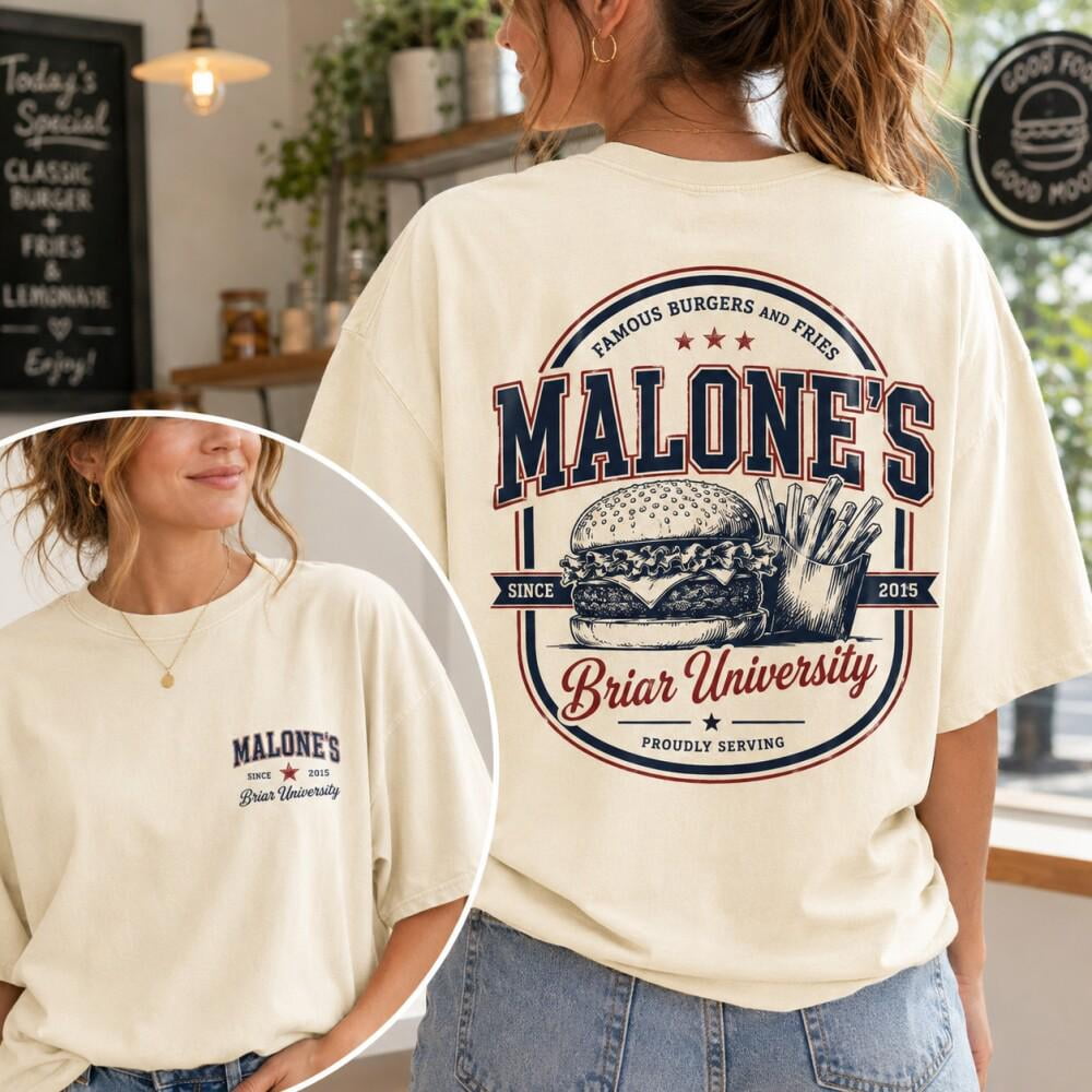 CLOTEX Malone’s Briar University Shirt, Vintage Diner Inspired Graphic ...