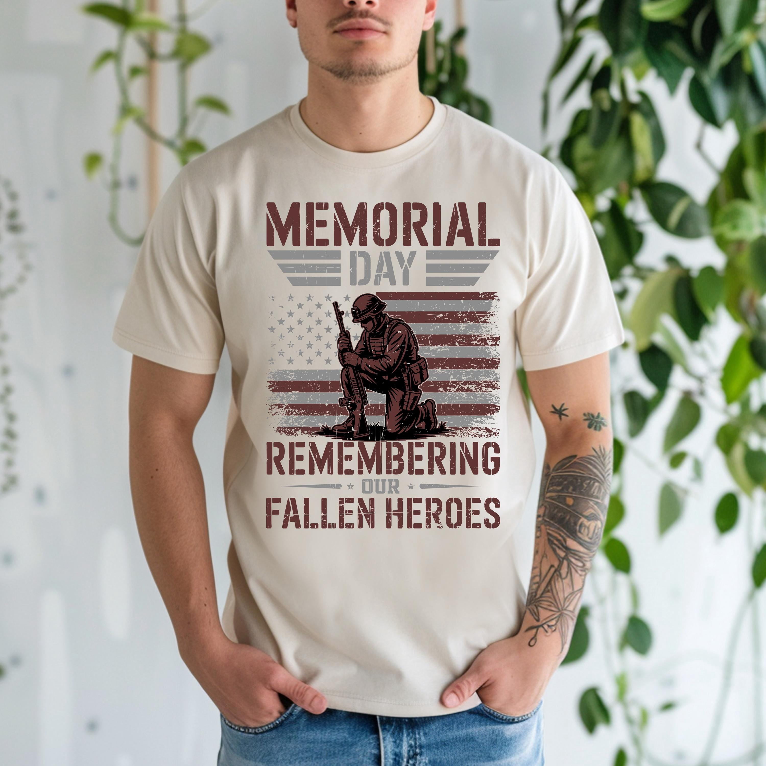 CLOTEX Memorial Day American Flag Shirt, Remember Heroes Tee, Patriotic ...