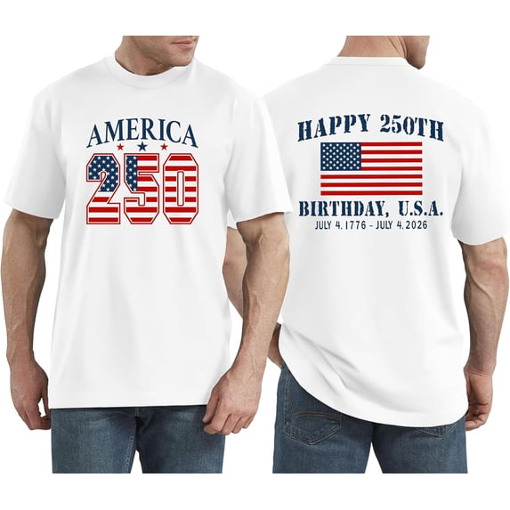 CLOTEX Men's 250 Anniversary USA Shirt American Flag T Shirt 250 Years ...