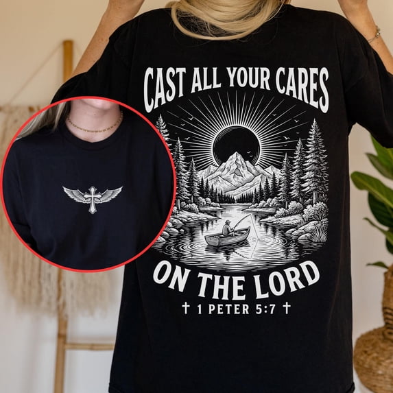 CLOTEX Mens Christian Comfort Colors Shirt Cast All Your Cares Lord 1 ...
