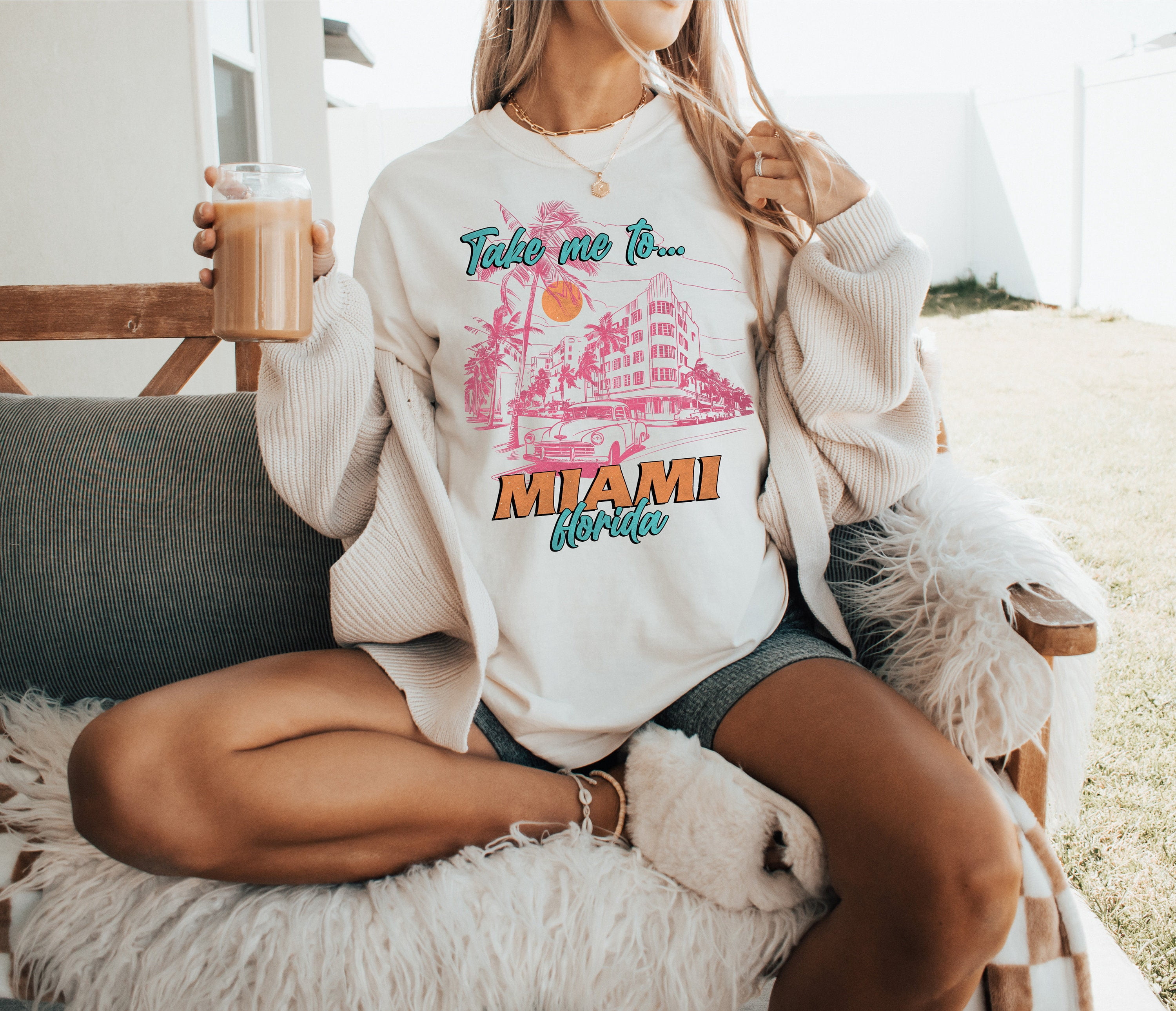 CLOTEX Miami Beach Tshirt, Vacation Graphic Tees, Girls Trip, Florida ...