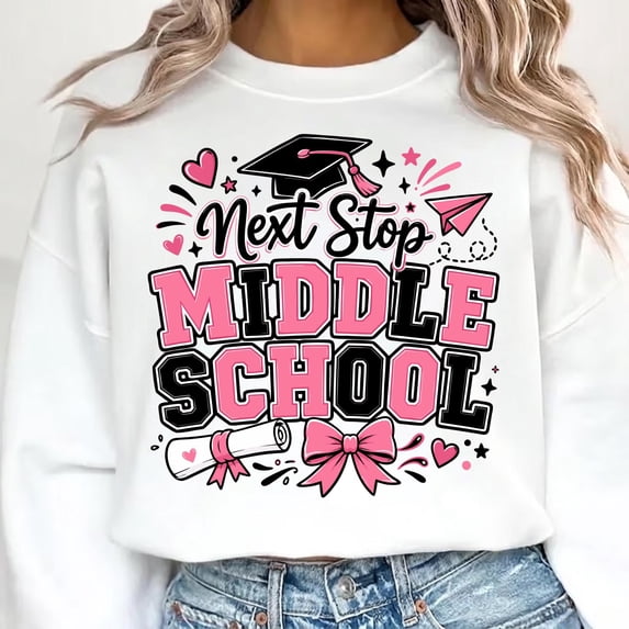 CLOTEX Next Stop Middle School PNG, 5th Grade Graduation Girl Design ...