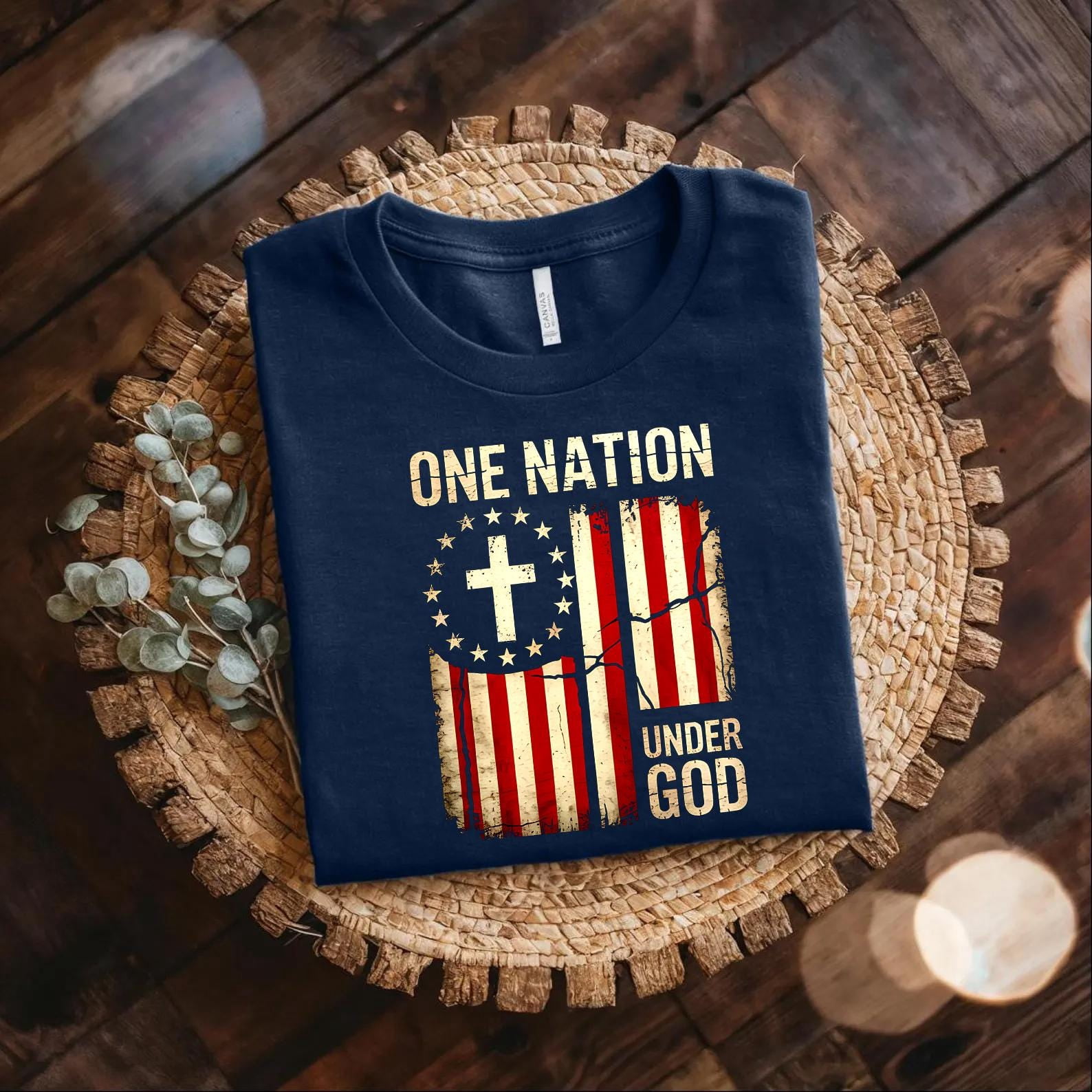 CLOTEX One Nation Under God Shirt, Christian Patriotic USA Tee, Vintage ...