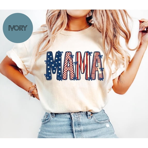 CLOTEX Patriotic Mama Shirt 4th of July Mama Tee USA Flag Mama Shirt ...