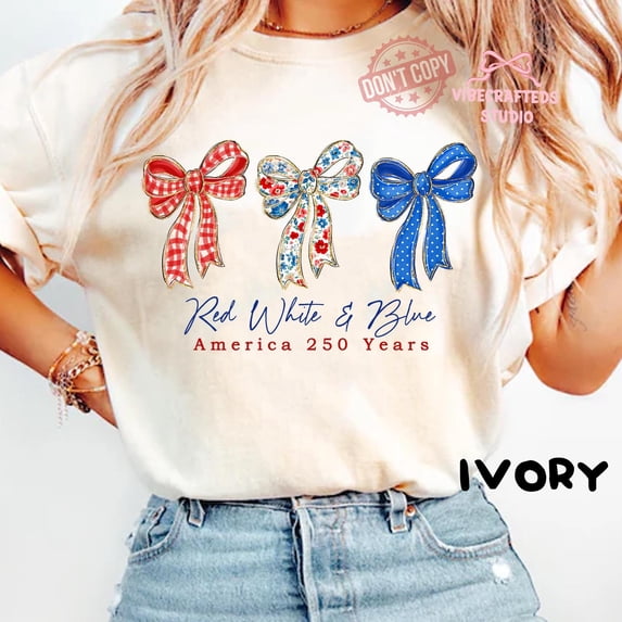CLOTEX Preppy Coquette Red White Blue Bow Comfort Colors Shirt, Floral ...