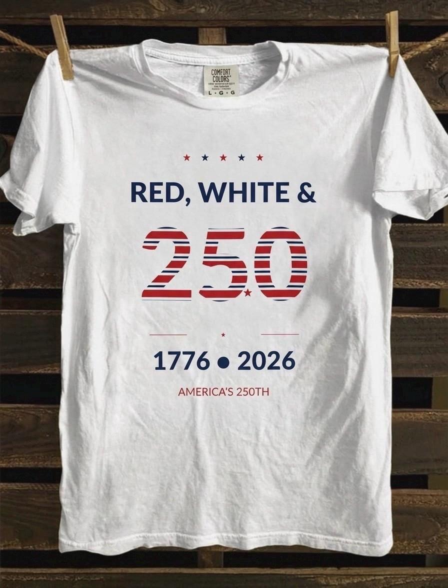 CLOTEX Red, White and 250 Comfort Colors Shirt, USA 250th Anniversary ...