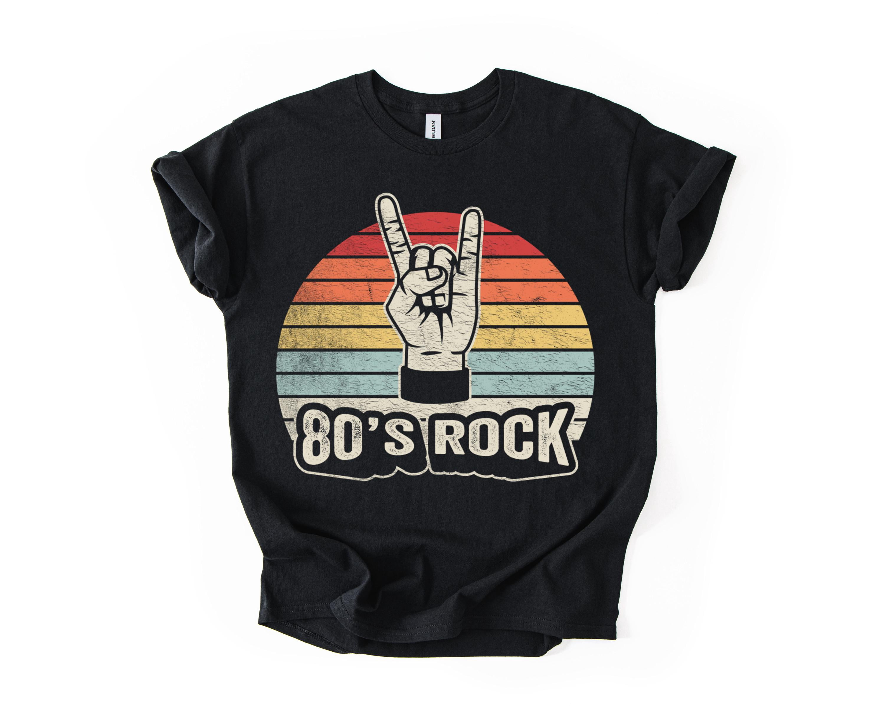CLOTEX Retro 80s Rock Vintage Music Graphic T-Shirt, Dark Heather 3XL ...