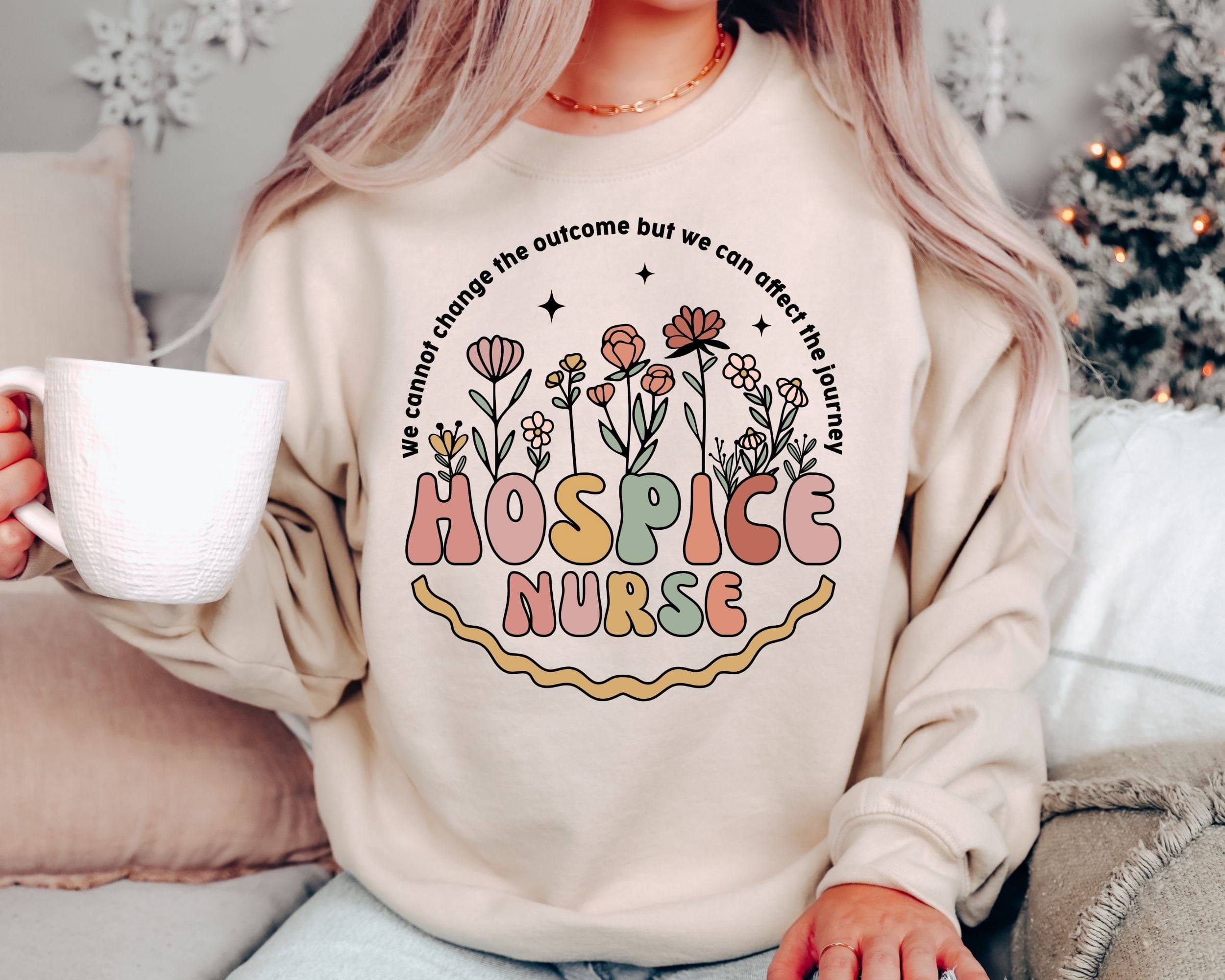 CLOTEX Retro Floral Nurse Sweatshirt, Hospice Nurse Sweater, Registered ...