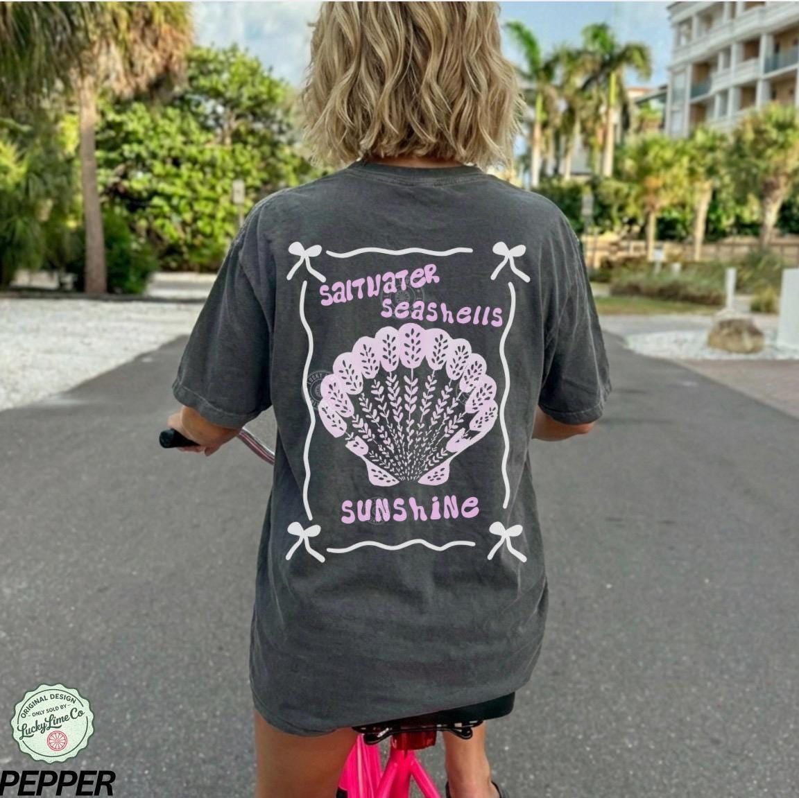 CLOTEX Saltwater Seashells Sunshine Shirt, Beach Tshirt, Summer Graphic ...