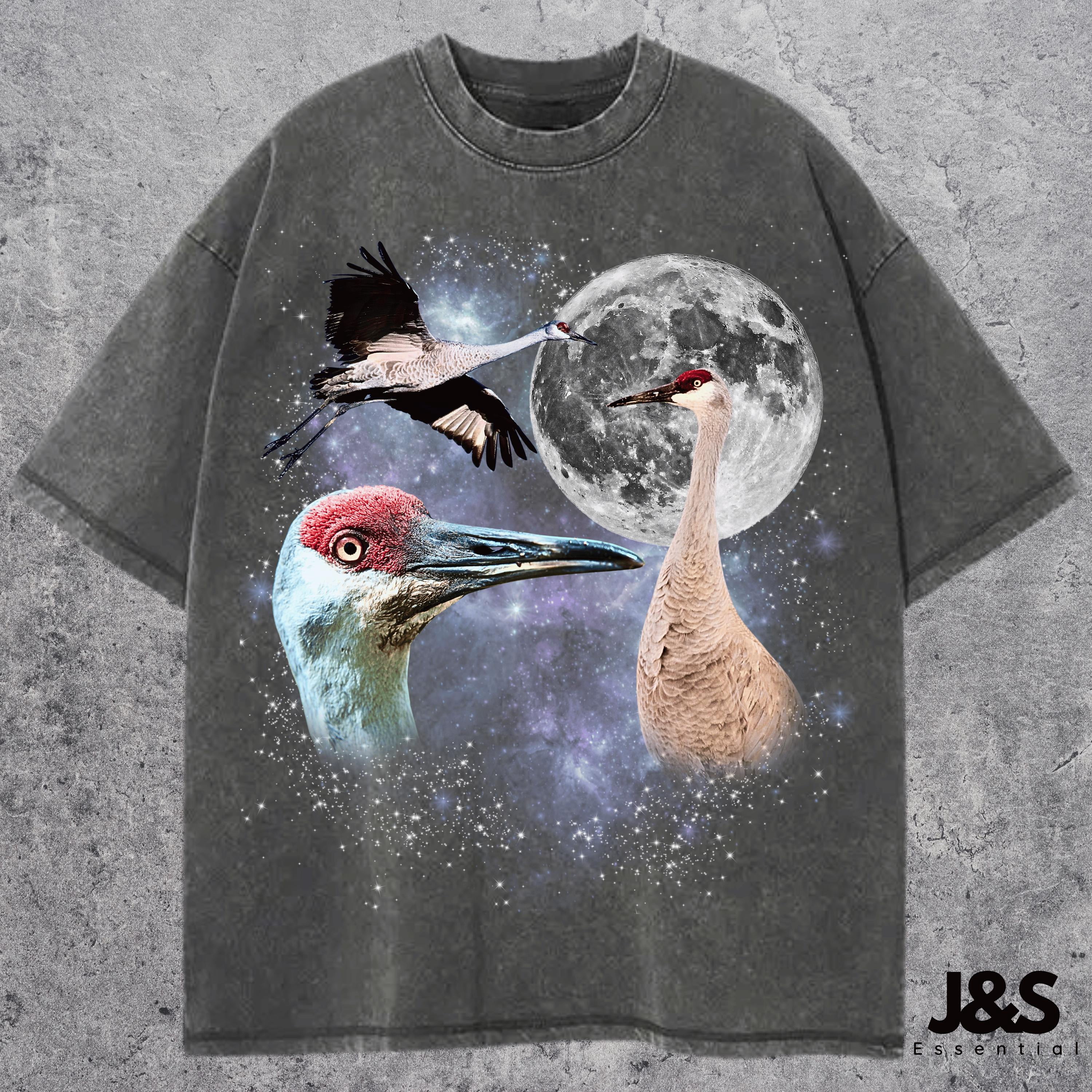 CLOTEX Sandhill Crane Moon Shirt Vintage Bird Tee Retro Cosmic Crane ...