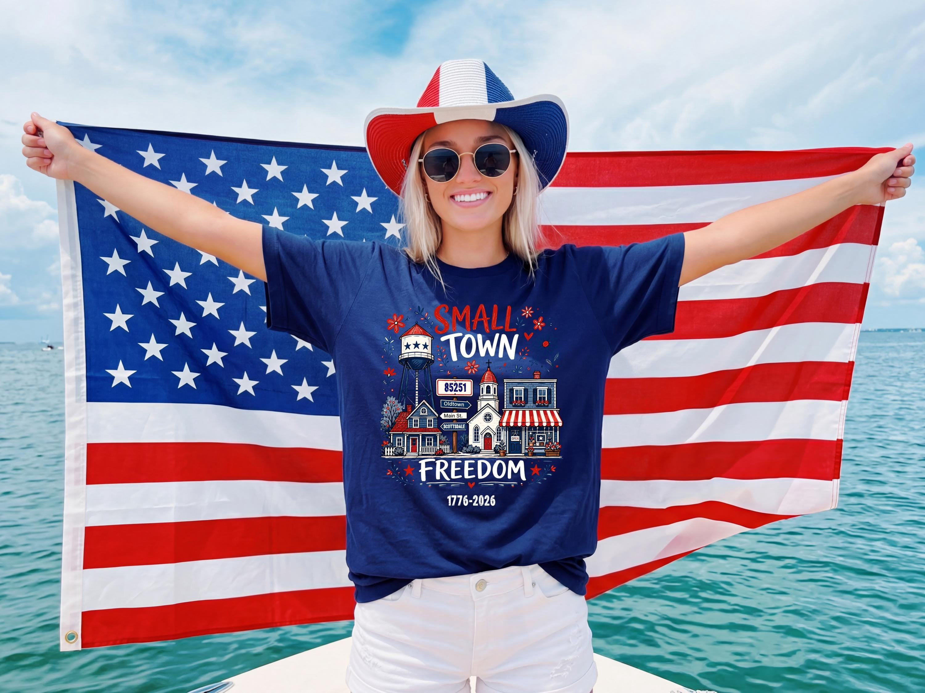 CLOTEX Small Town Freedom Shirt USA 250th Anniversary Patriotic July ...