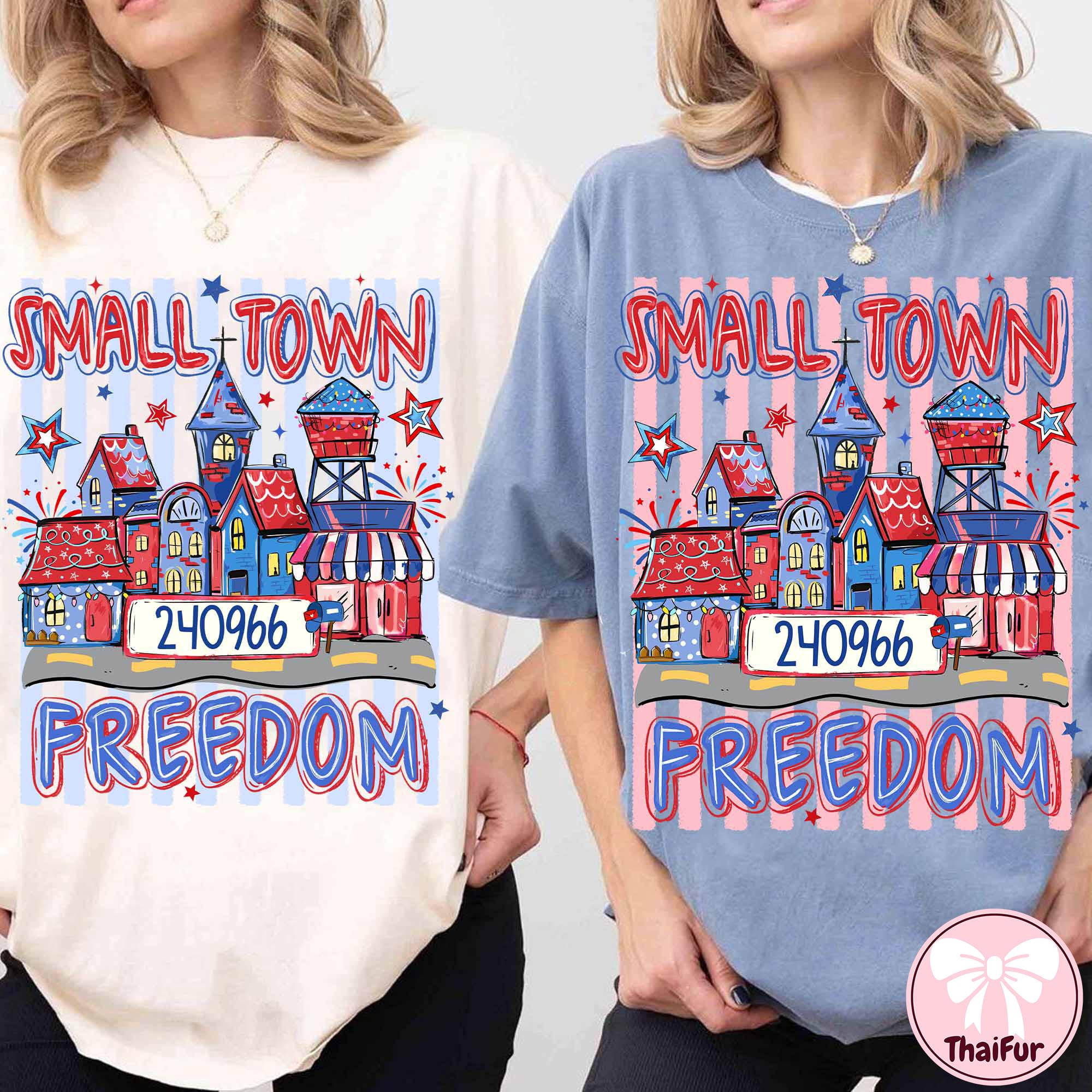 CLOTEX Small Town Freedom USA TShirt, Patriotic USA Design, Memorial ...