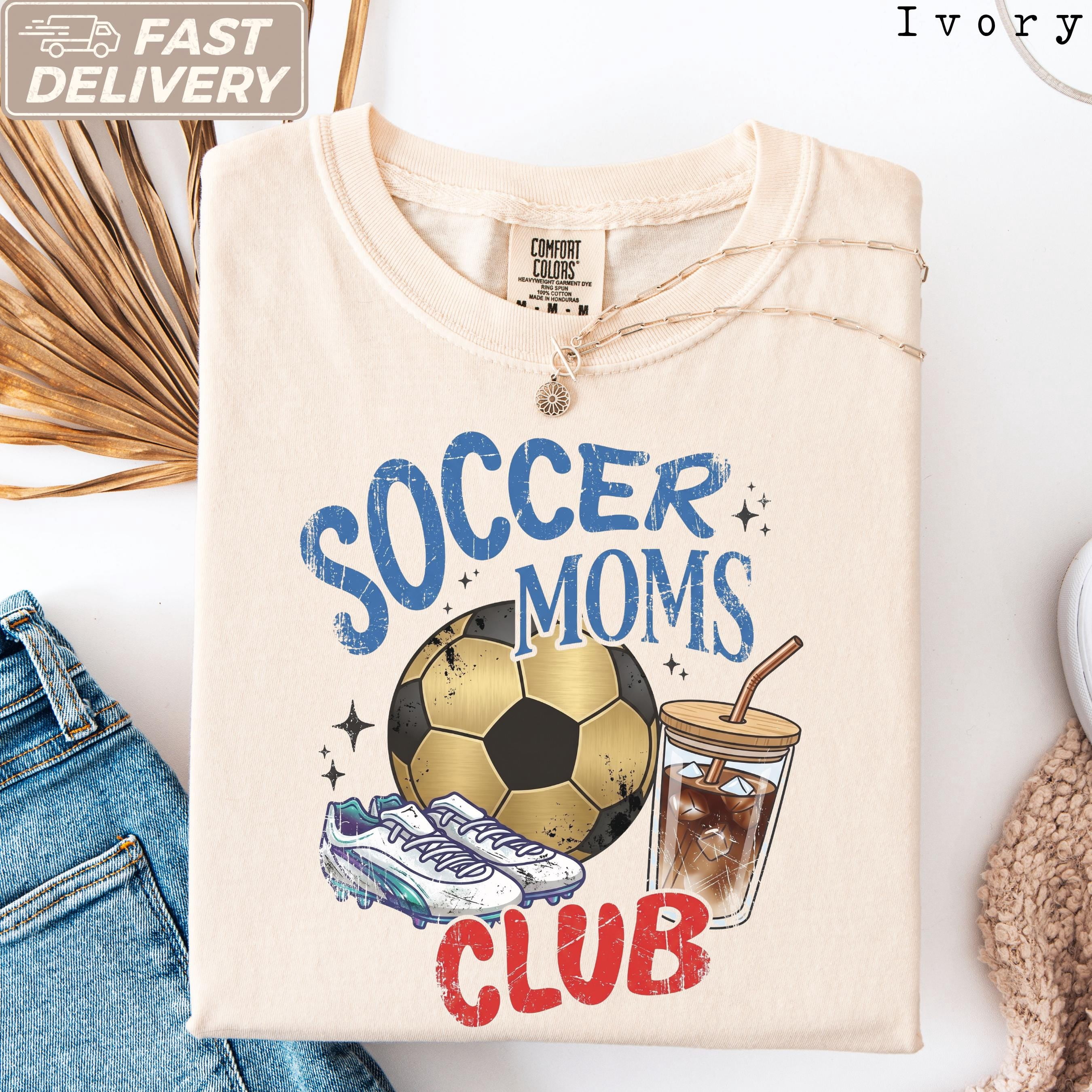 CLOTEX Soccer Moms Club Funny Mom Life Graphic Tee, Soccer Mom Game Day ...