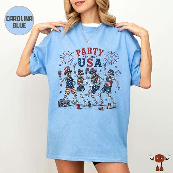 CLOTEX Spooky Cowboy Fourth of July Skeleton shirt: Party in the USA ...