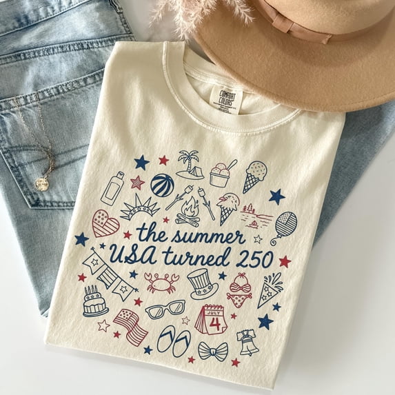 CLOTEX The Summer USA Turned 250 Shirt, Comfort Colors® Patriotic ...