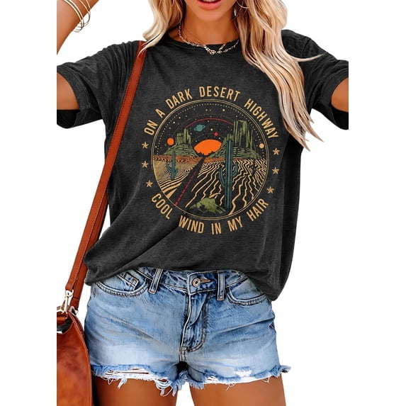 CLOTEX TAOHONG Adventure Shirts Women Retro Desert Highway T-Shirt ...