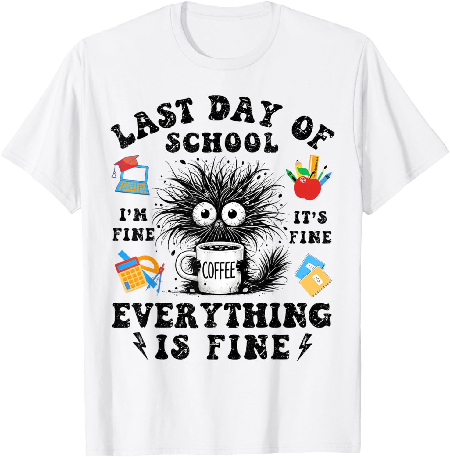 CLOTEX Teachers Last Day of School Funny Black Cat I Survived Retro T ...