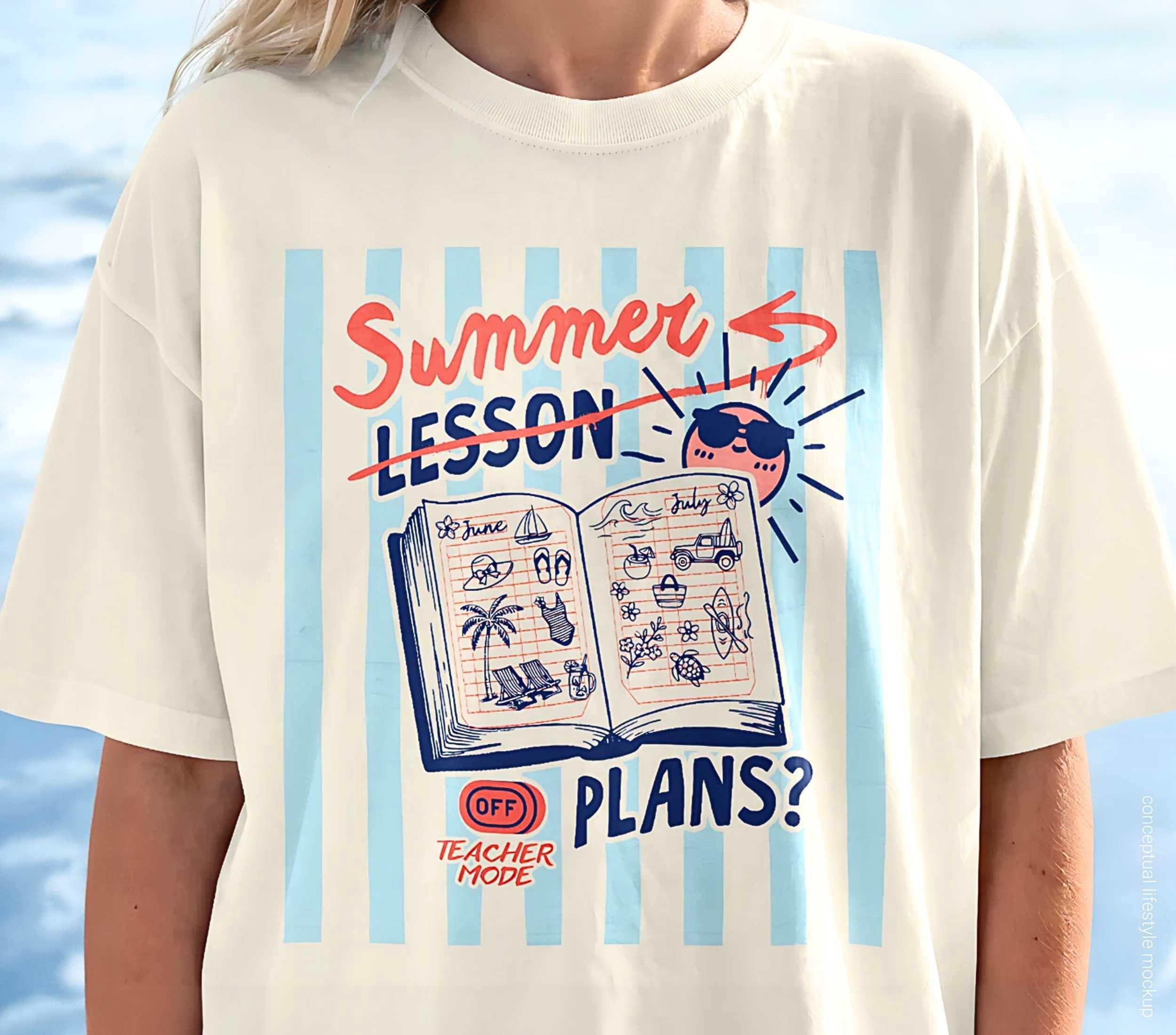 CLOTEX Teachers Summer Plan Book Tee, Last Day of School Preppy Stripes ...