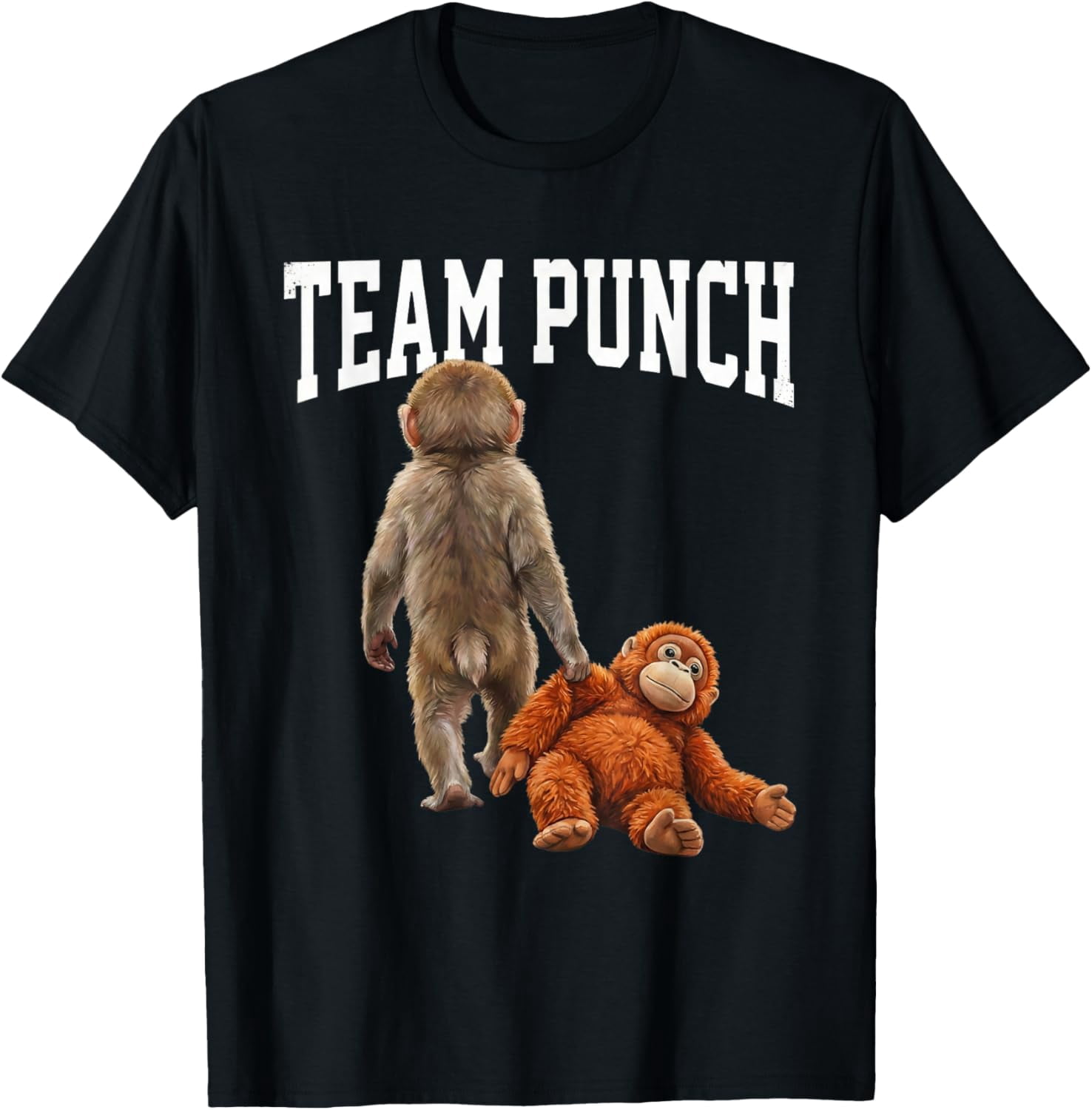 CLOTEX Team Punch Baby Monkey Cute Animal Lover T-Shirt, Dark Heather ...