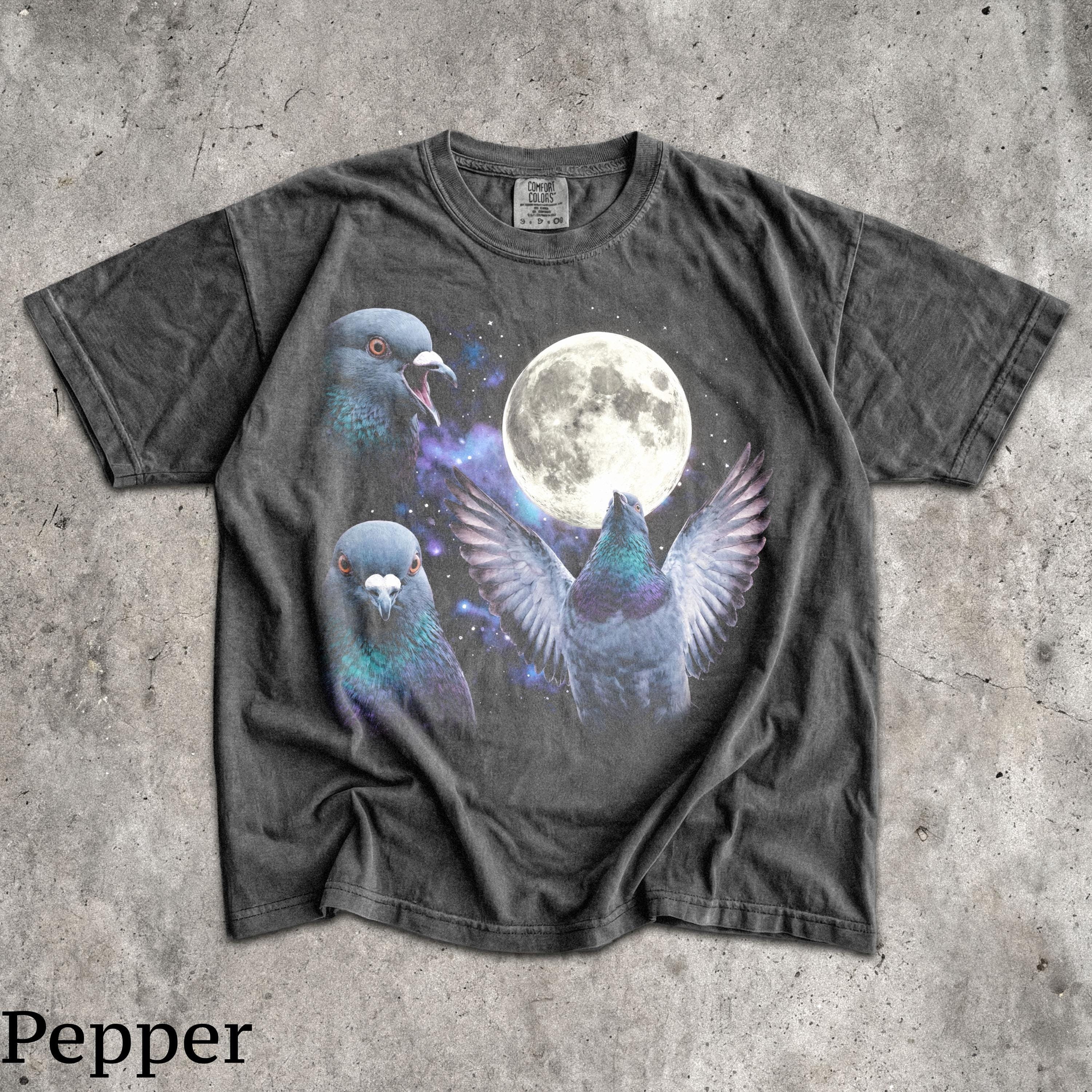 CLOTEX Three Pigeons Moon T-Shirt - Men & Women's Unisex Graphic Tee ...