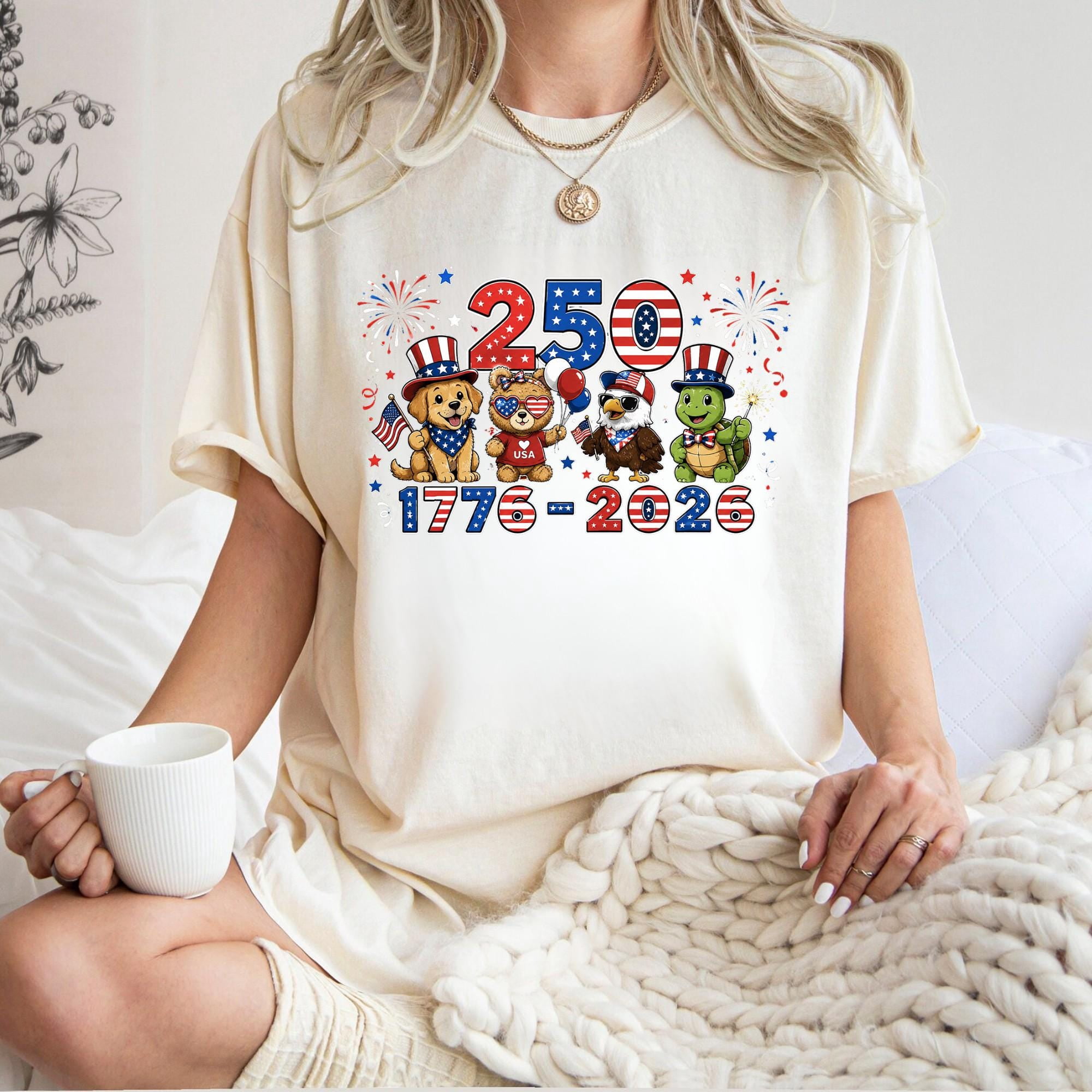 CLOTEX USA 250th Anniversary Shirt, Cute Patriotic Animals Tee, 1776 ...