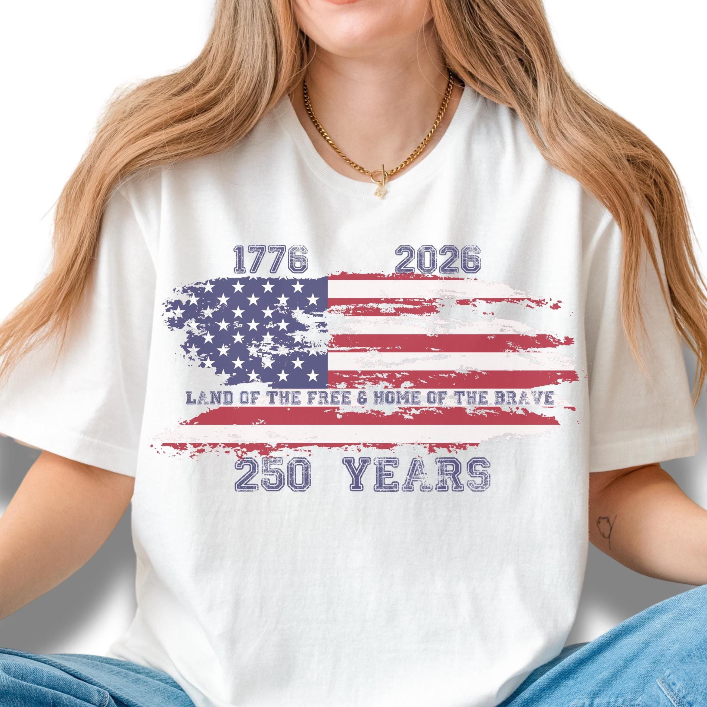 CLOTEX USA 250th Anniversary T-Shirt Patriotic American Flag Home Brave ...