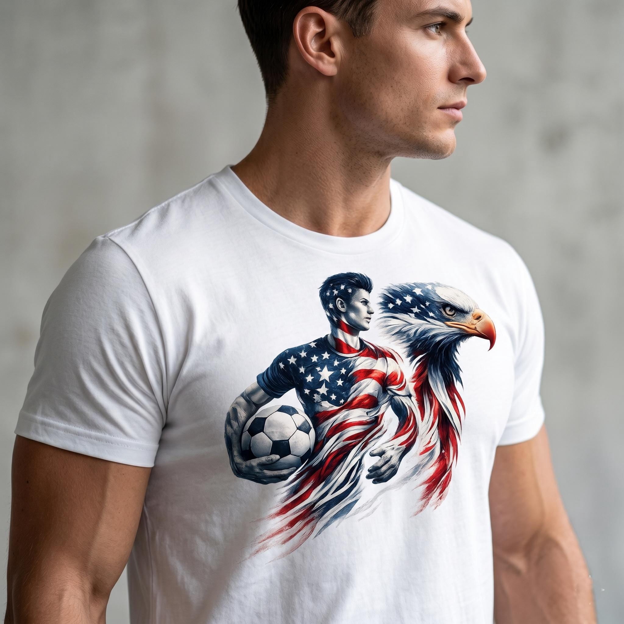 CLOTEX USA Soccer Shirt, Patriotic American Flag Eagle Tee, Fourth of ...