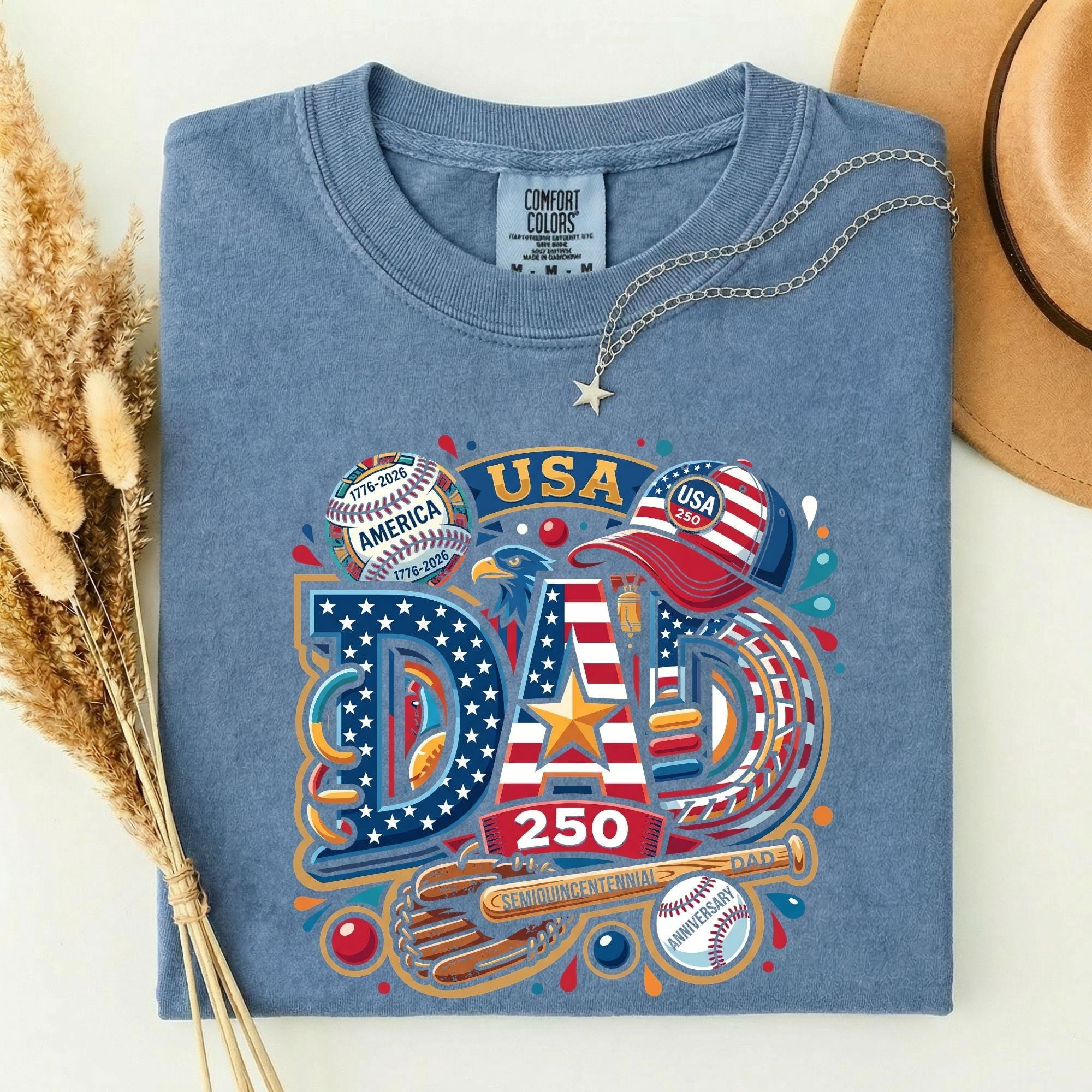 CLOTEX Usa Dad 250 Baseball Shirt,American Dad Gift Daddy 250th USA For ...