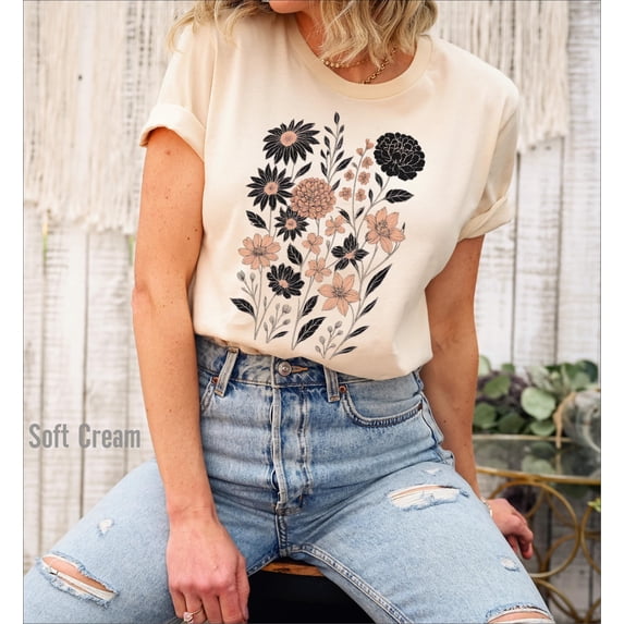 CLOTEX Vintage Pressed Flowers Shirt Botanical Floral Tshirt Boho ...