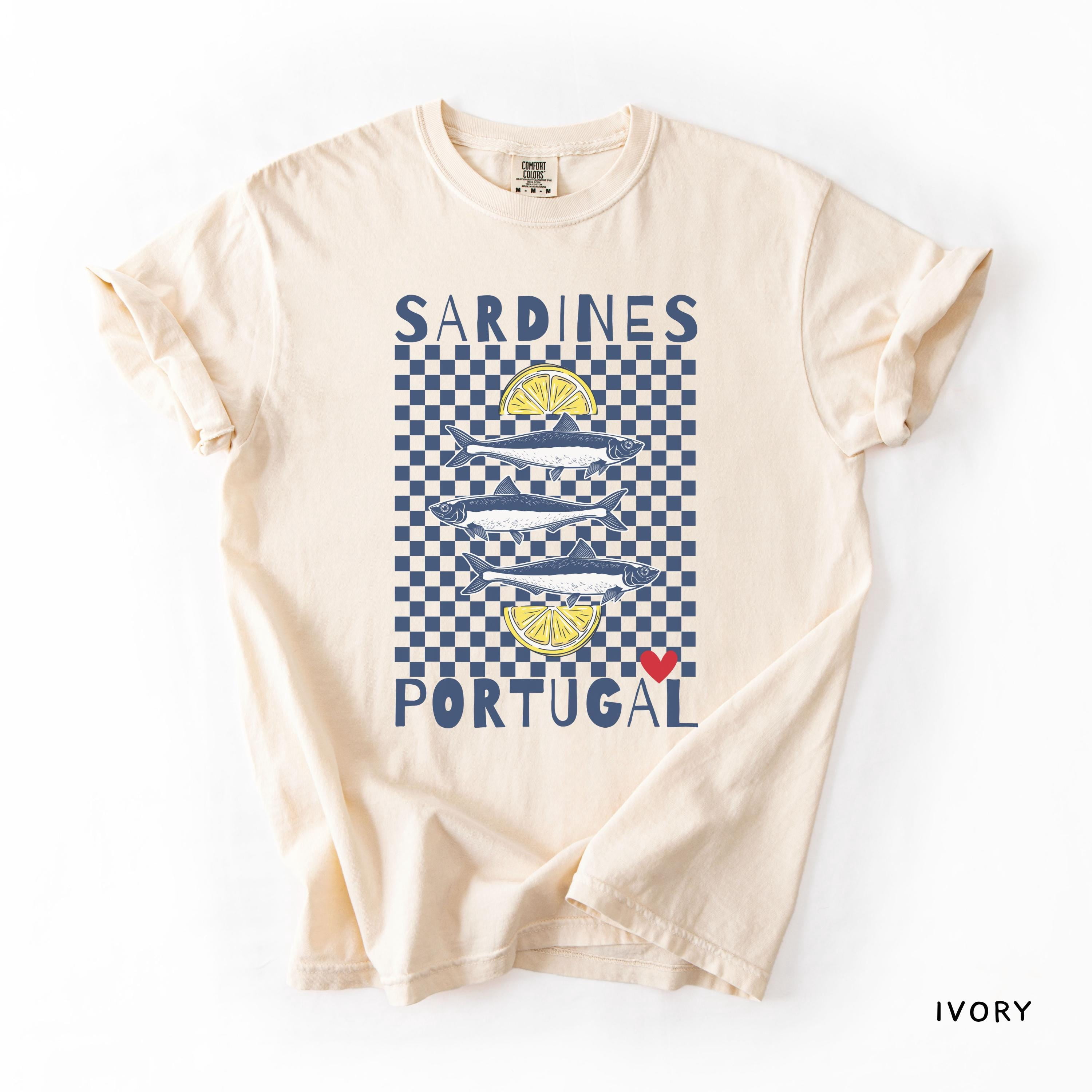 CLOTEX Vintage Sardines Graphic Tee: Portugal Coastal Comfort Colors ...