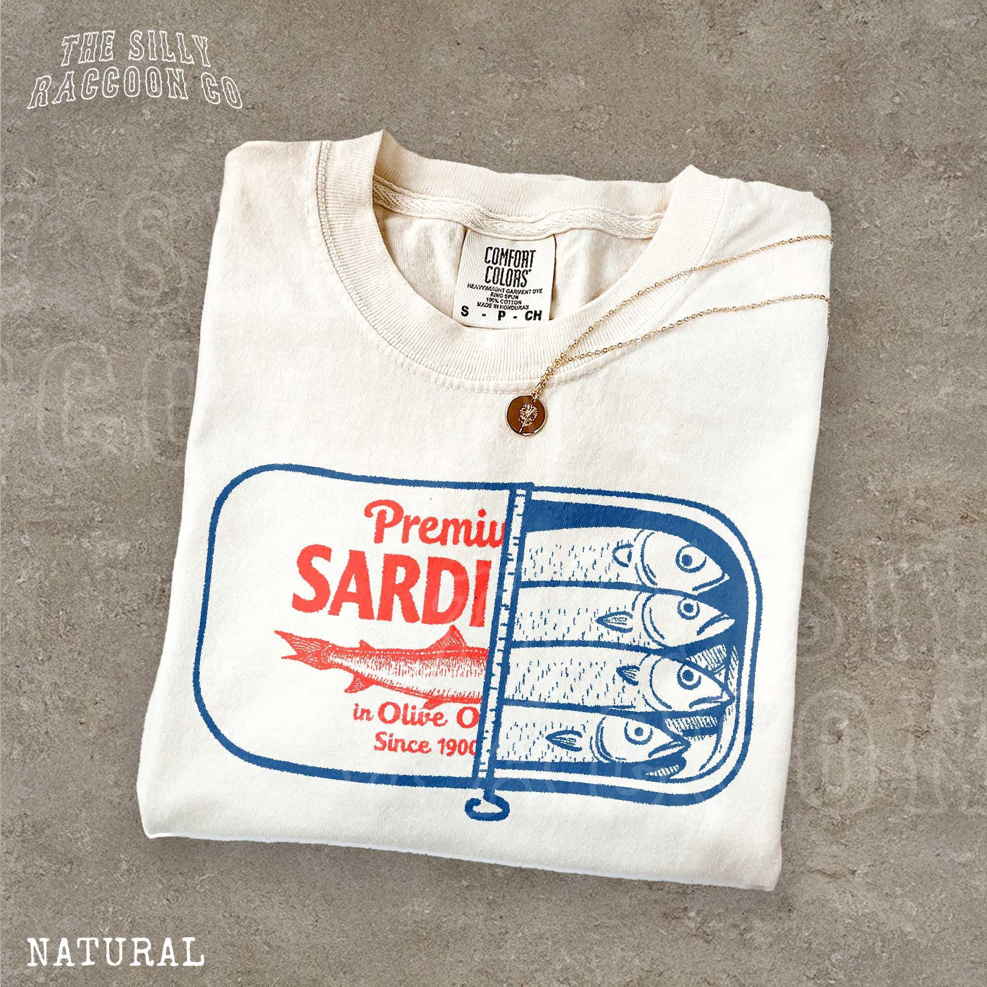 CLOTEX Vintage Sardines T-Shirt, Retro Fish Tattoo Graphic Tee for Men ...