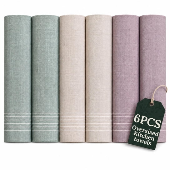 CLOUDSCAPE Kitchen Towels, Set of 6, Premium Cotton Dish Towels for ...