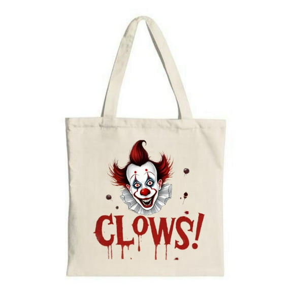 CLOWN Face Tote Bag - Spiky Red Hair Bold Red & White Makeup Dripping ...