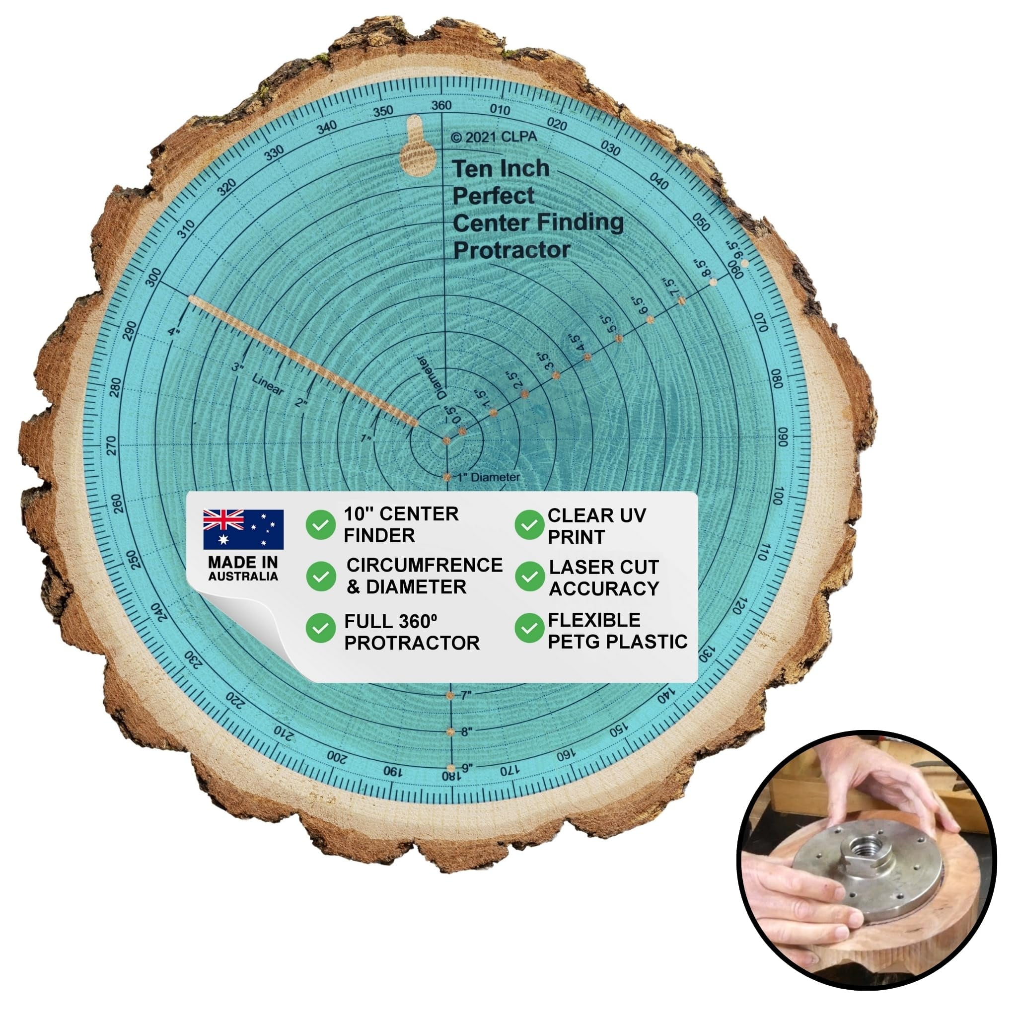 CLPA clearly printed 10" circle center finder tool, protractor, and ...
