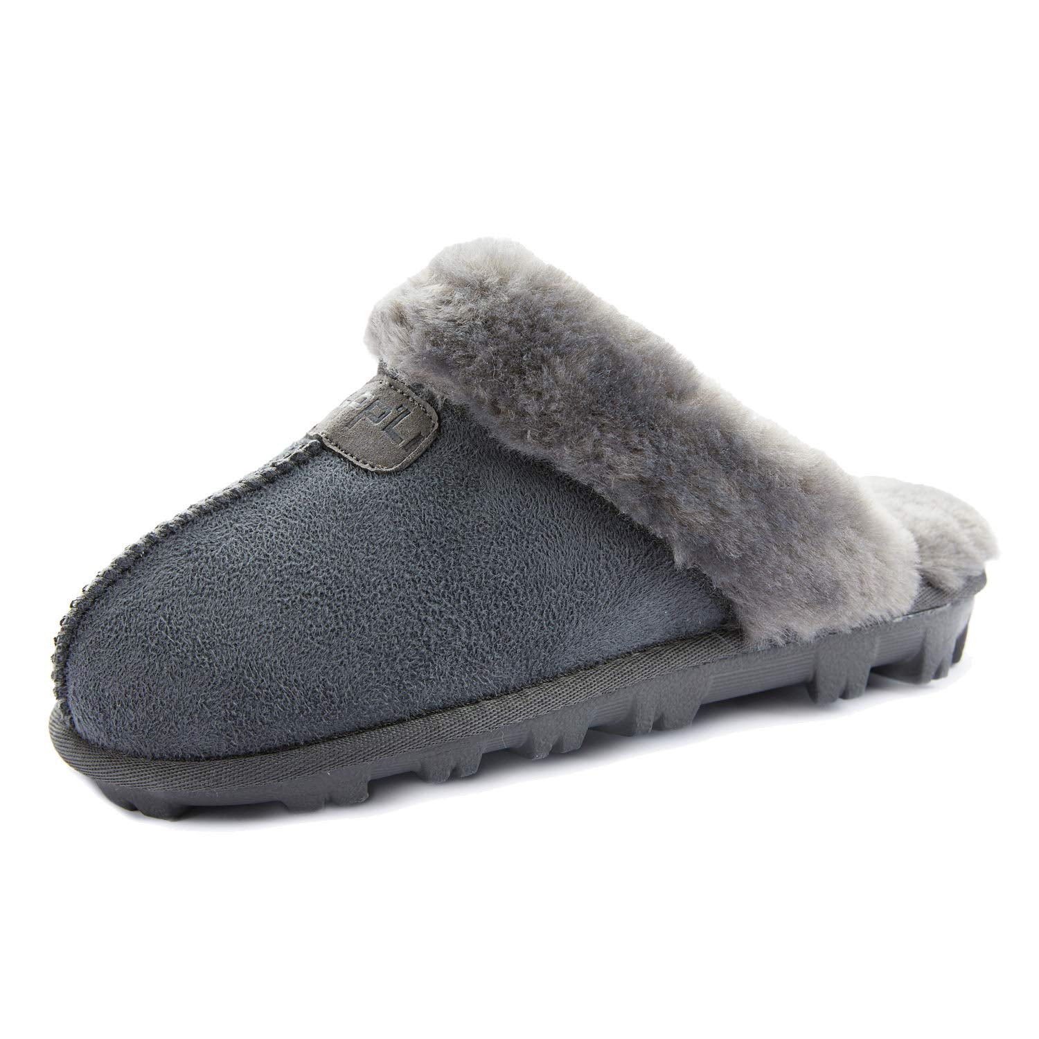 CLPP'LI Womens Slip on Faux Fur Warm Winter Mules Fluffy Suede Comfy ...