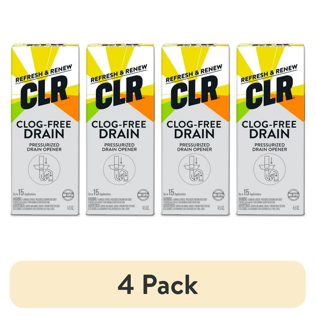 (4 pack) CLR Brand Clog-Free Drain Opener, Chemical-Free Pressurized ...