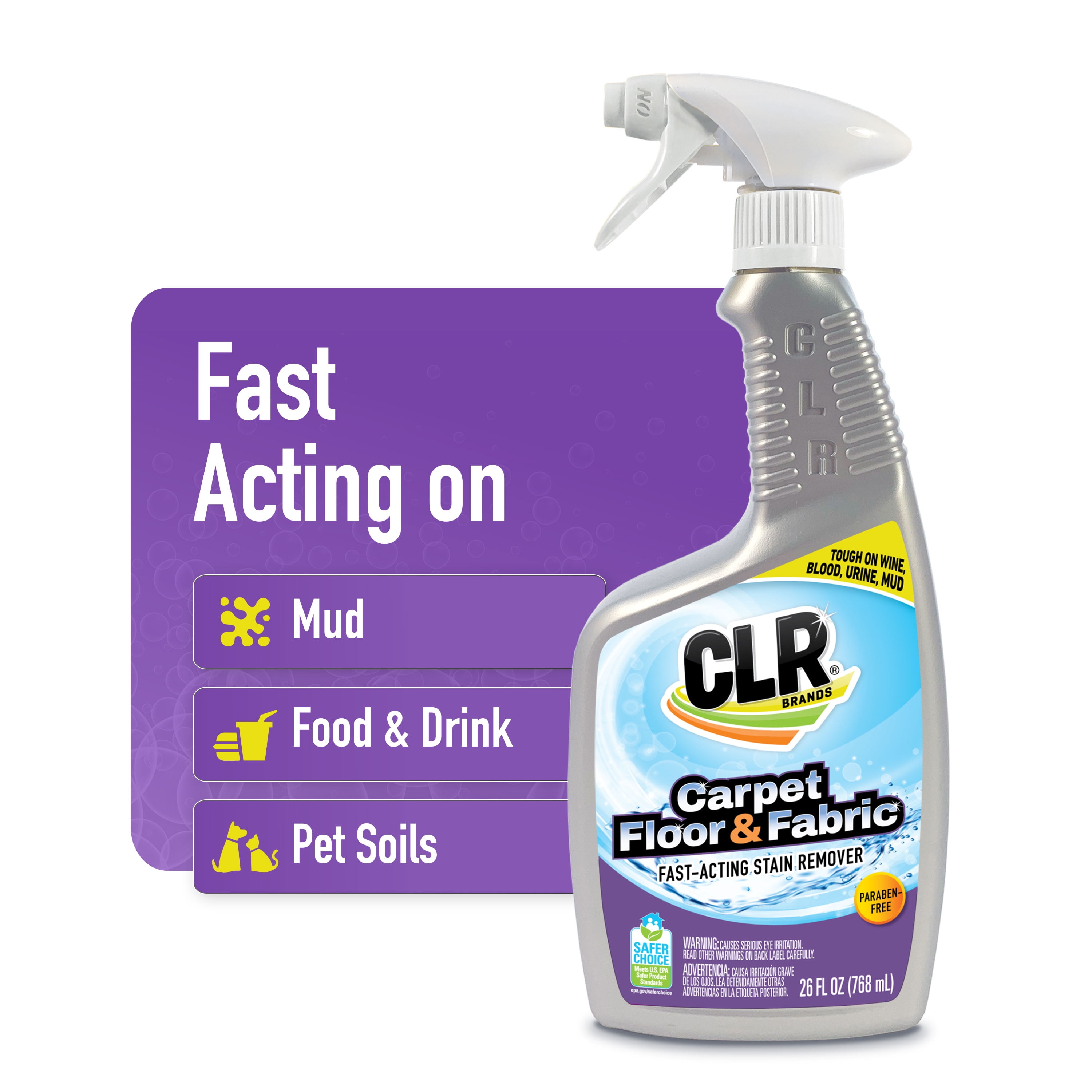 CLR Carpet, Floor & Fabric Cleaner, 26 oz, Fast-Acting Stain Remover ...